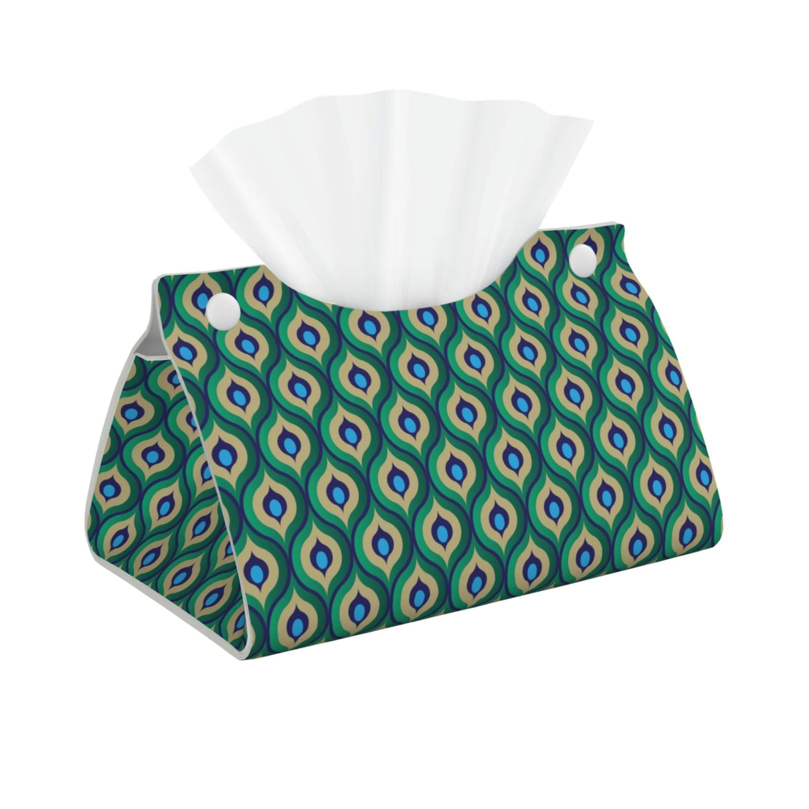 Fuzoiu Peacock'S Tail Print Tissue Box Cover, PU Leather Tissue Holder ...