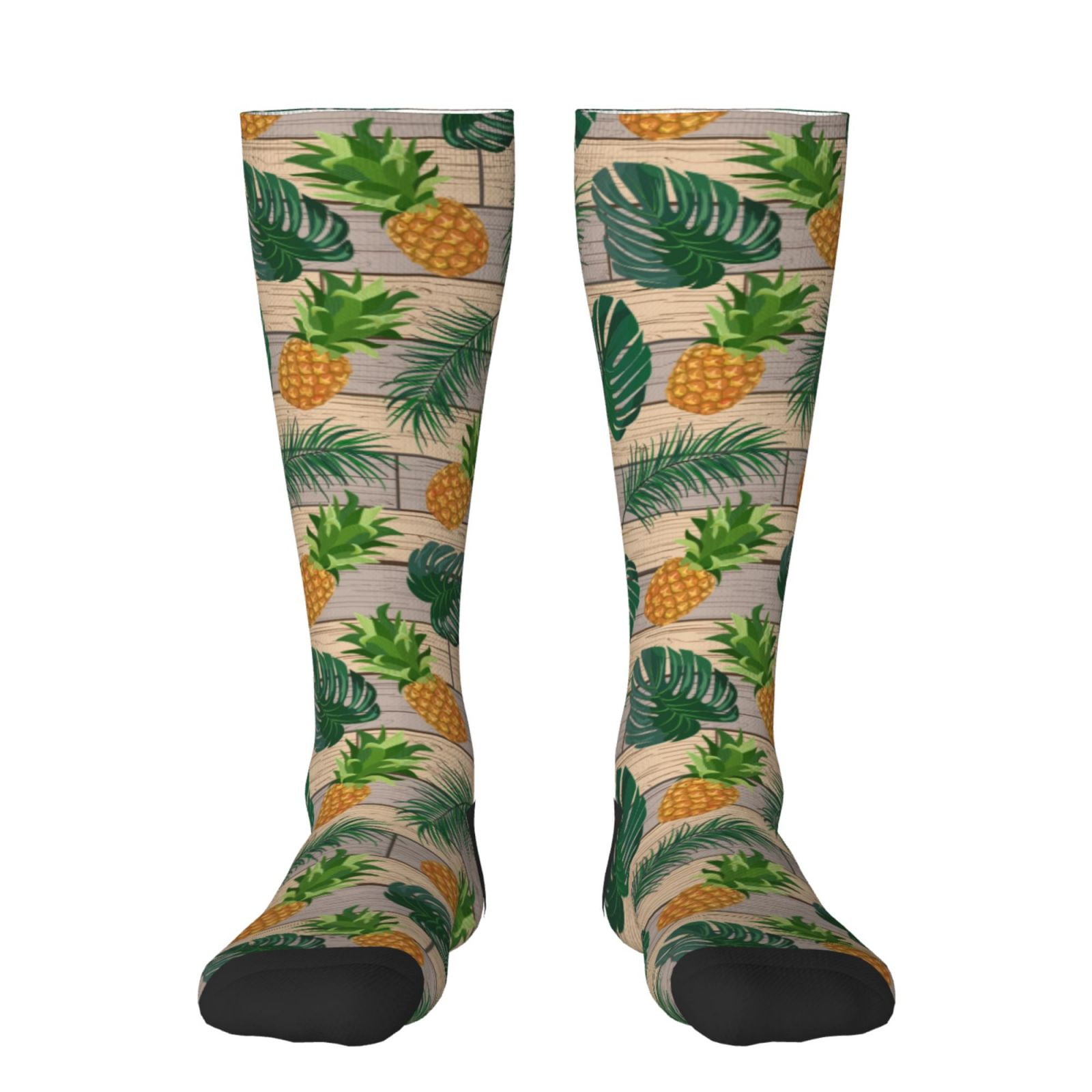 Fuzoiu Pineapples Palm Leaves Print Adult Stockings,Crew Socks,Unisex ...