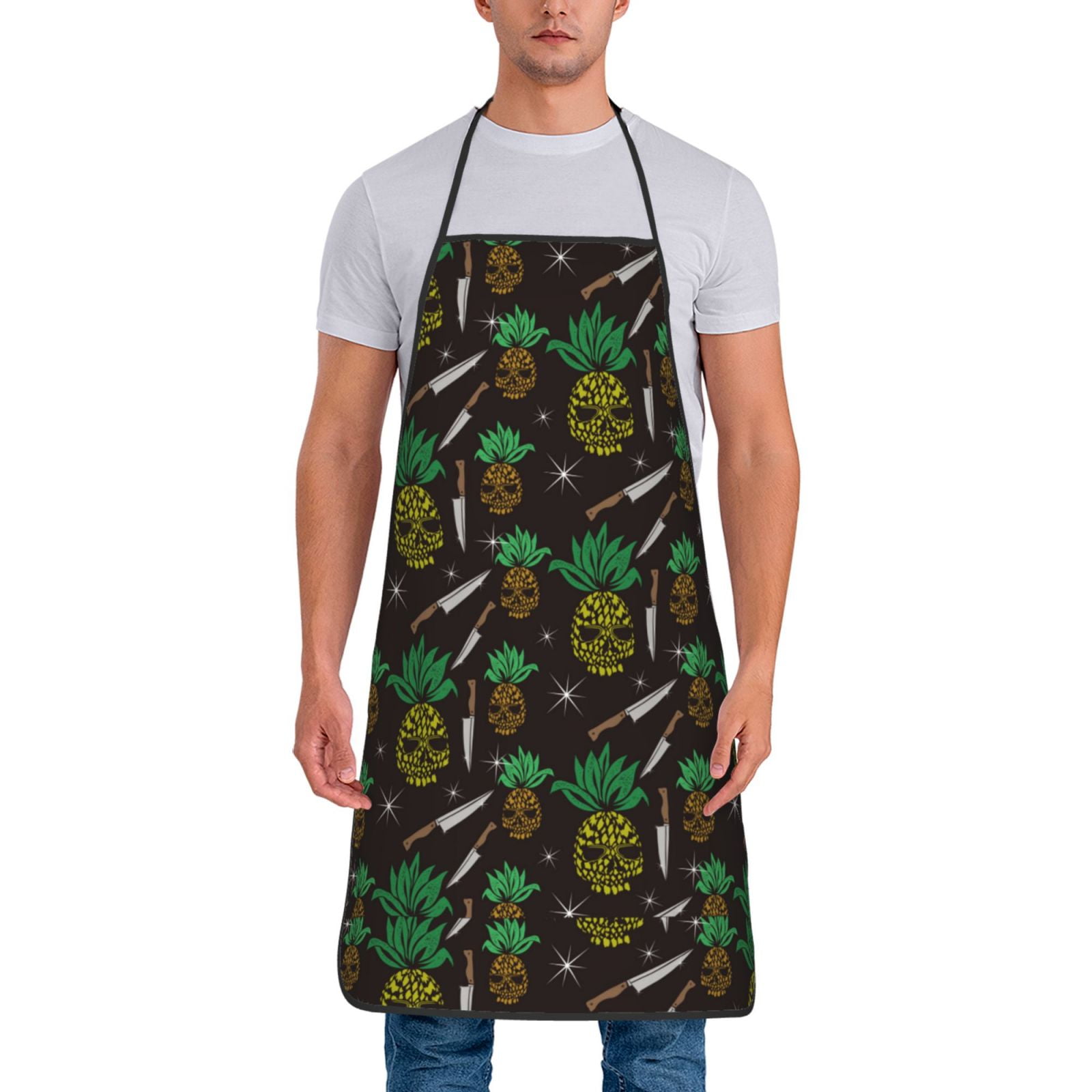 Fuzoiu Pineapples Print Waterproof Apron, Kitchen Apron for Women Men ...