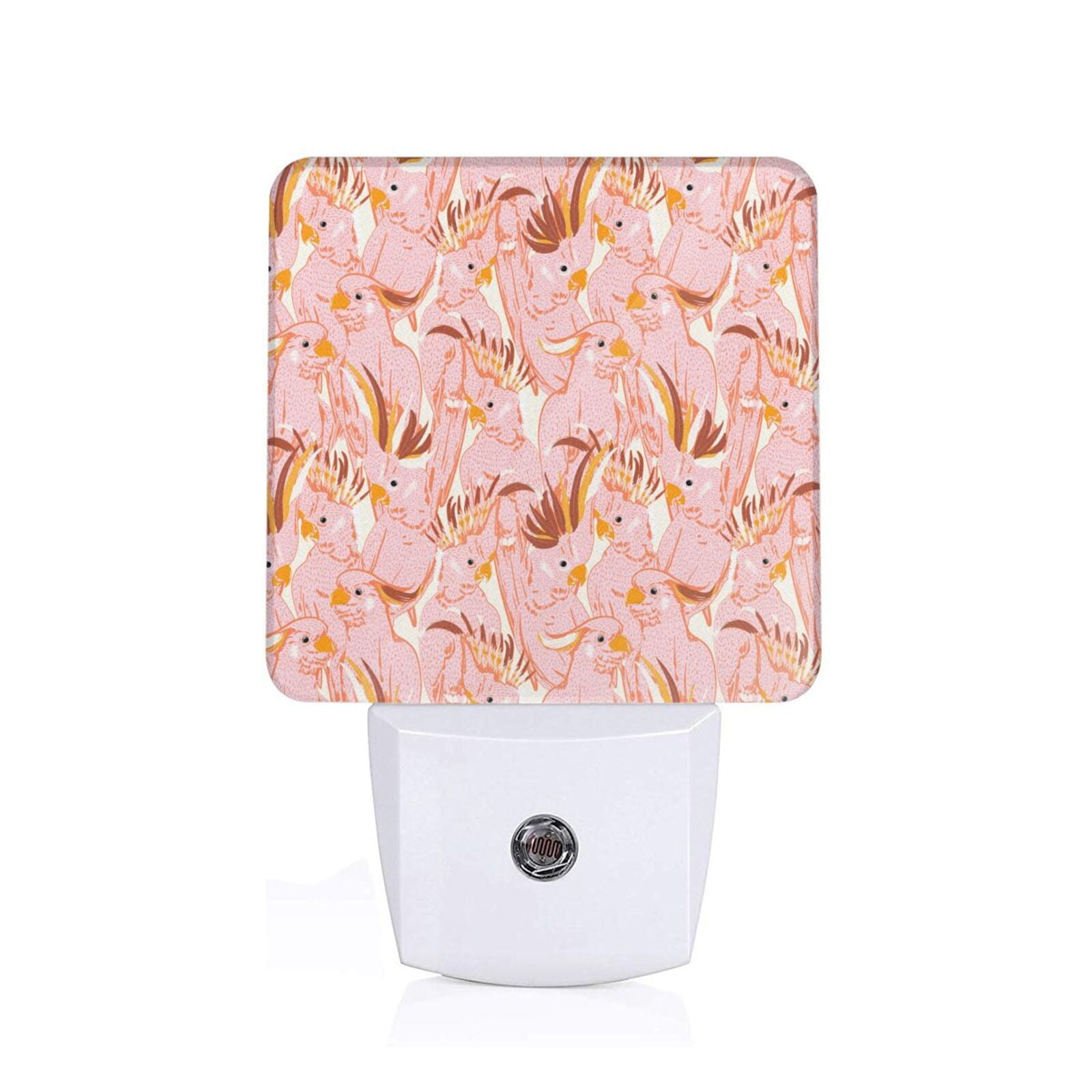 Fuzoiu Pink Cockatoo Birds Print Dusk to Dawn LED Night Light with ...