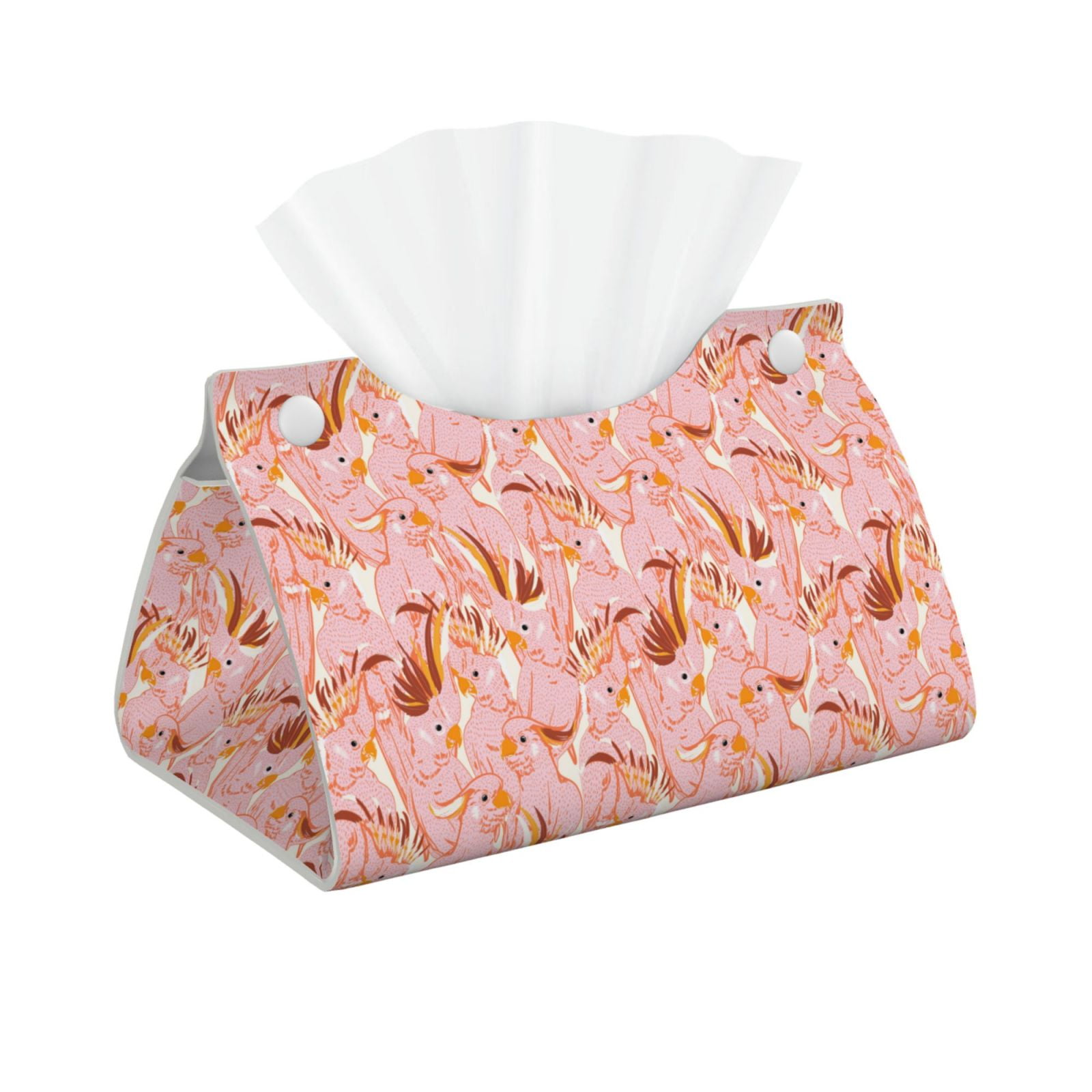 Fuzoiu Pink Cockatoo Birds Print Tissue Box Cover, PU Leather Tissue ...