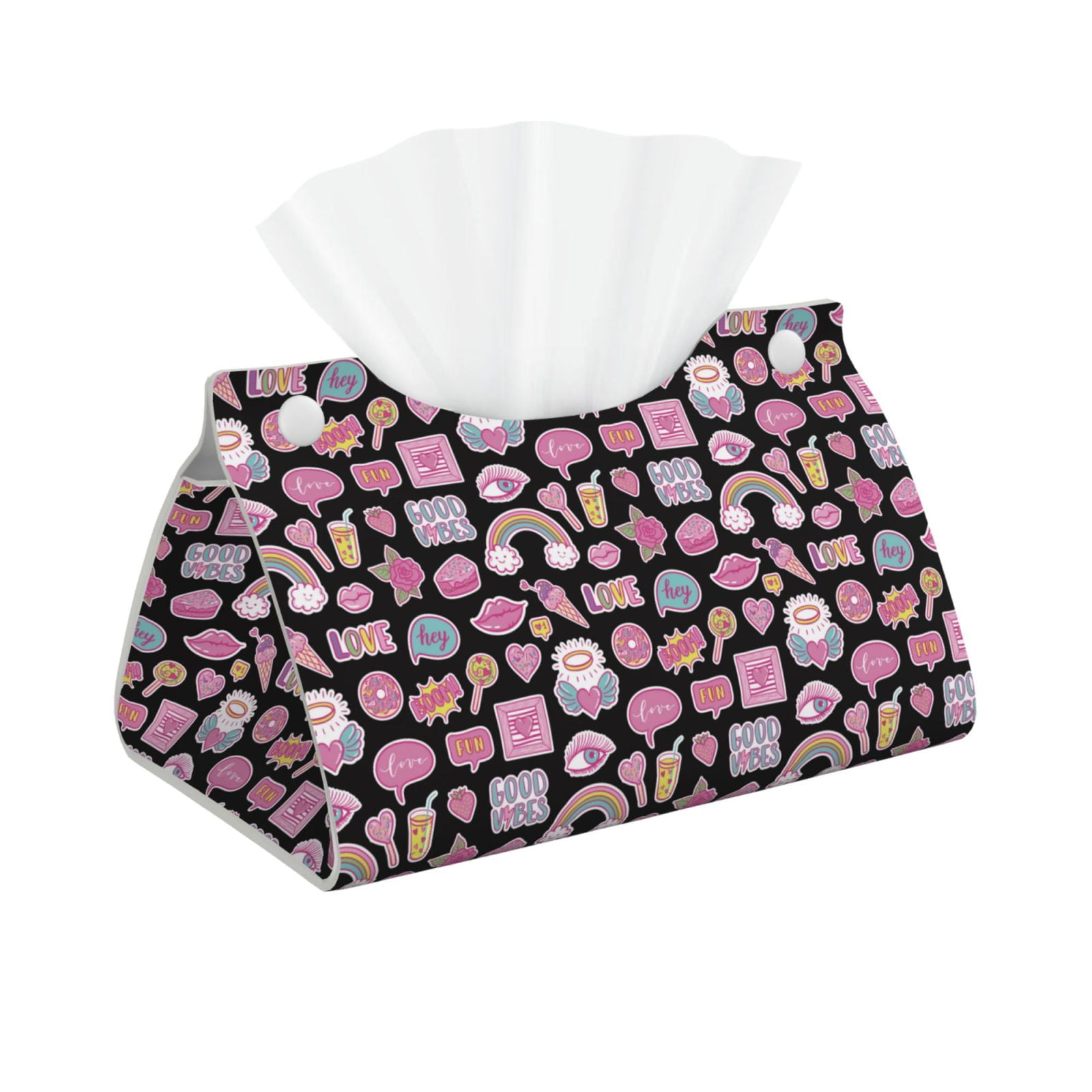 Fuzoiu Pink Elements Print Tissue Box Cover, PU Leather Tissue Holder ...