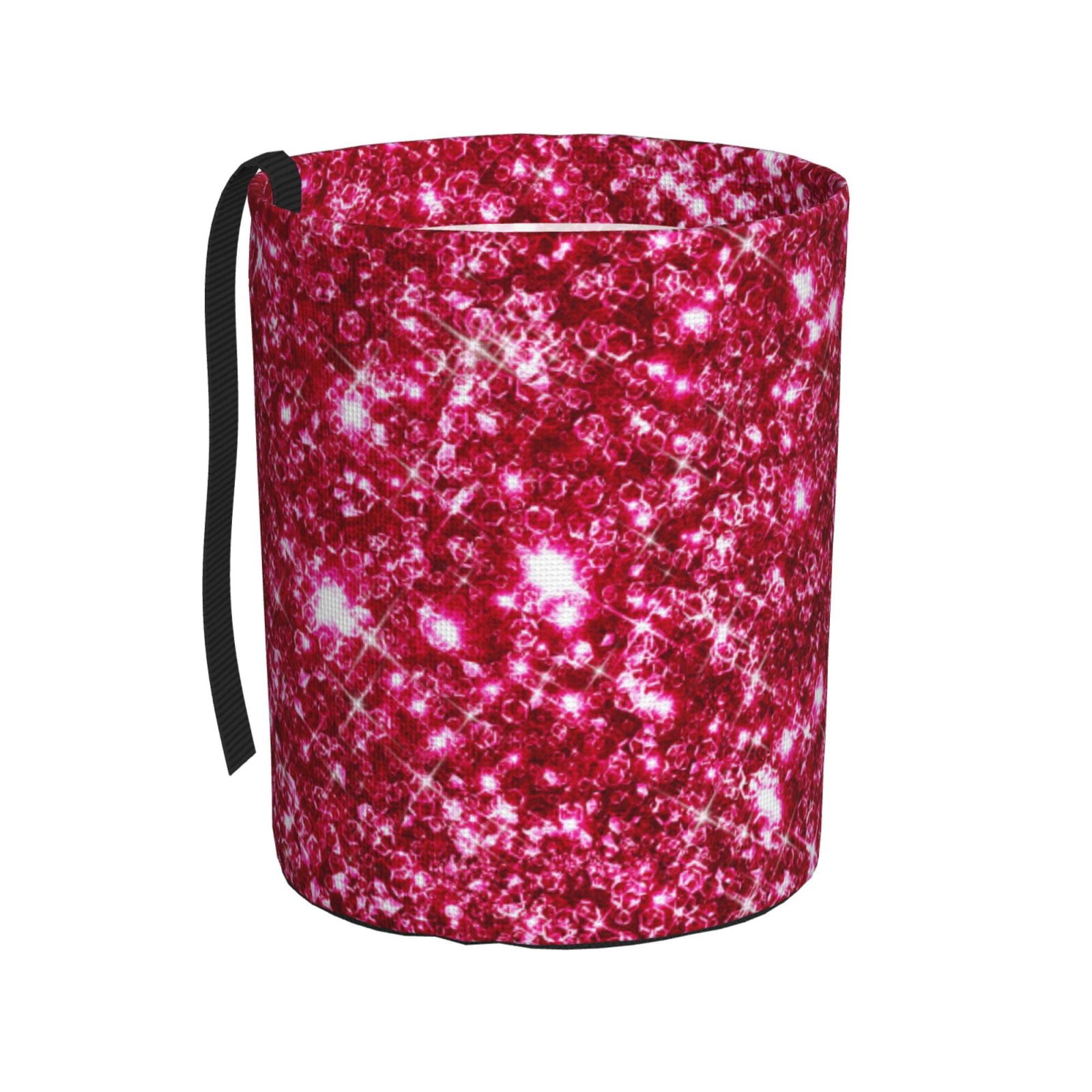 Fuzoiu Pink Glitter Print Car Trash Can,Leakproof Car Trash Can,Hanging ...