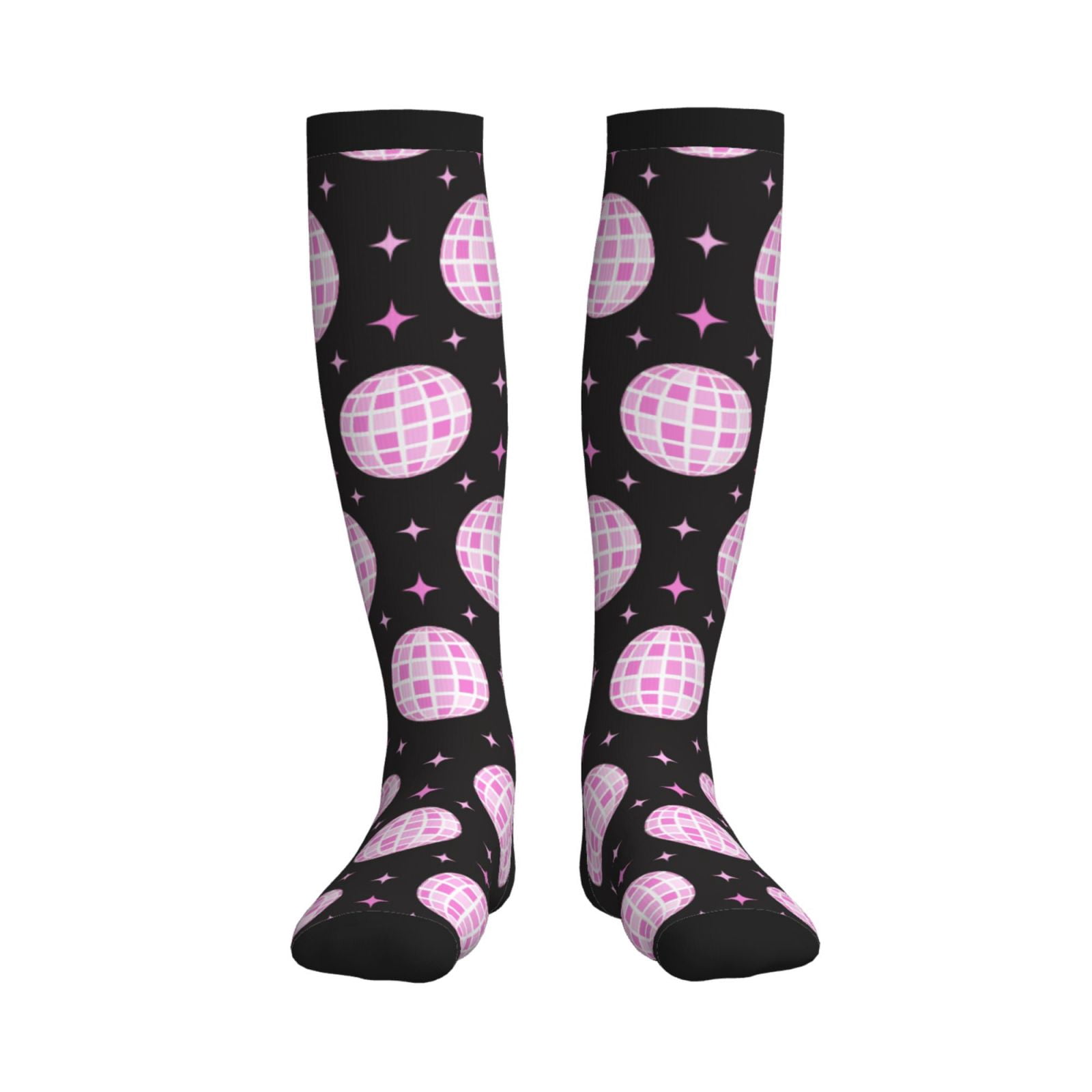 Fuzoiu Pink Groovy Disco Ball Print High-Performance Sports Compression ...