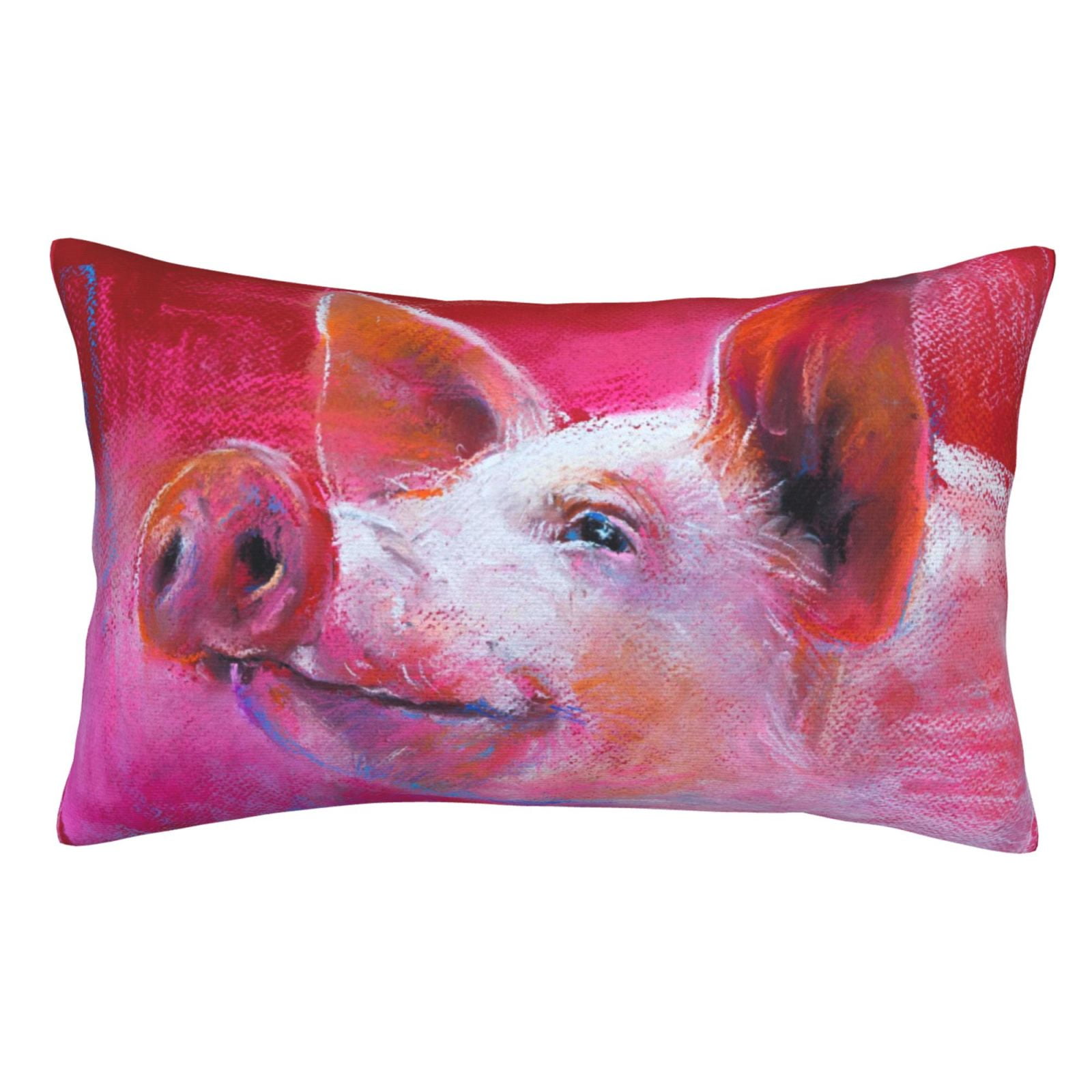 Fuzoiu Pink Pig Print Pillow Case with Hidden Zipper,Pillow Covers,Soft ...