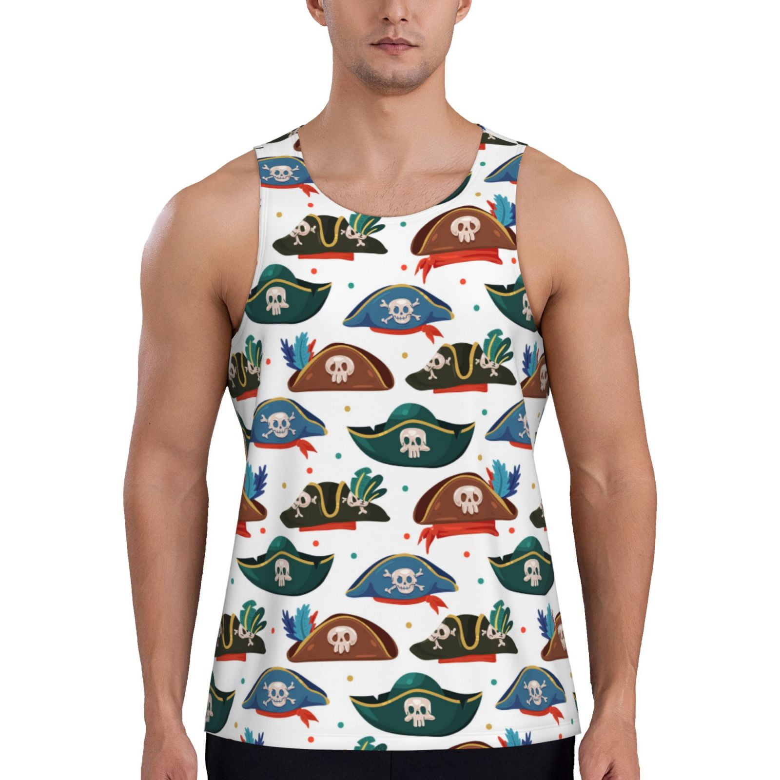 Fuzoiu Pirate hats Men's Workout Tank Tops,Sleeveless Gym Shirt Quick ...