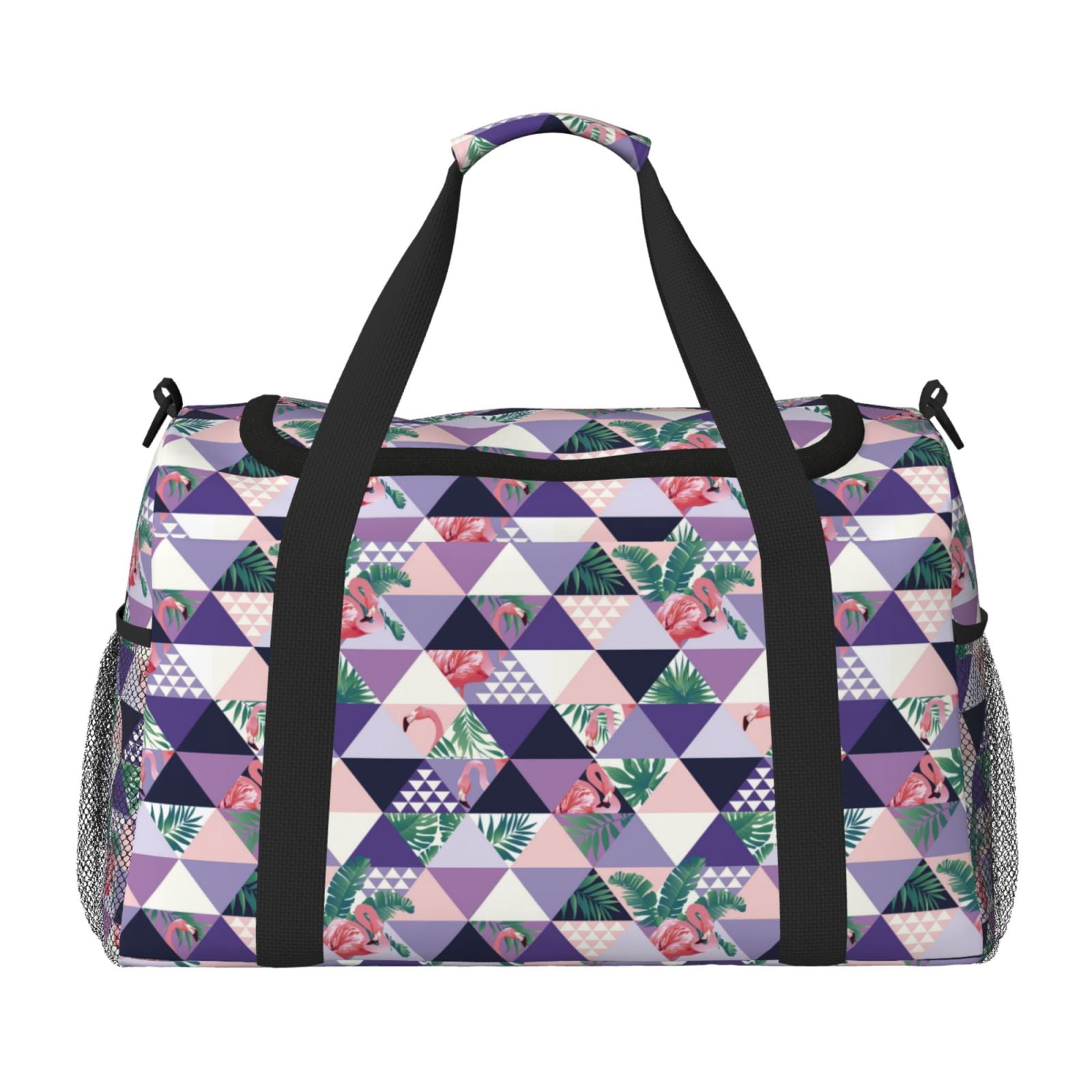 Fuzoiu Plaid Flamingo Print Travel Duffle Bag,Carry On Tote Bags,Duffel ...