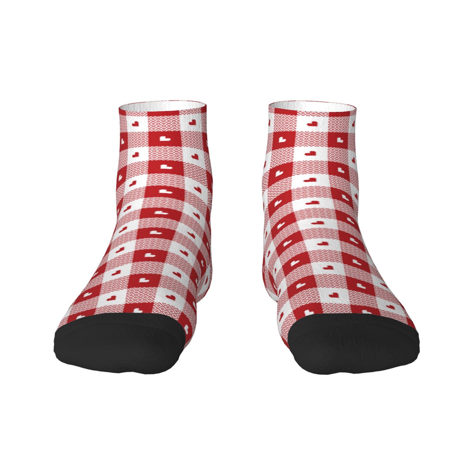 Fuzoiu Plaid Heart Print Adult Socks, Crew Moisture-wicking Socks ...