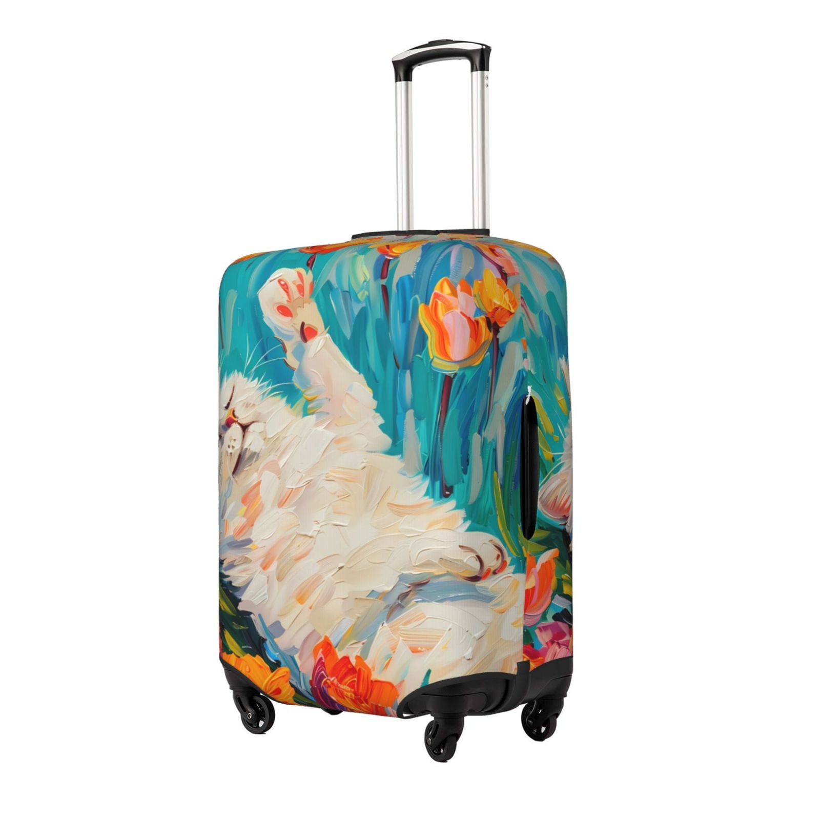 Fuzoiu Playful Floral Cat Print Suitcase Cover,Washable Luggage Covers ...