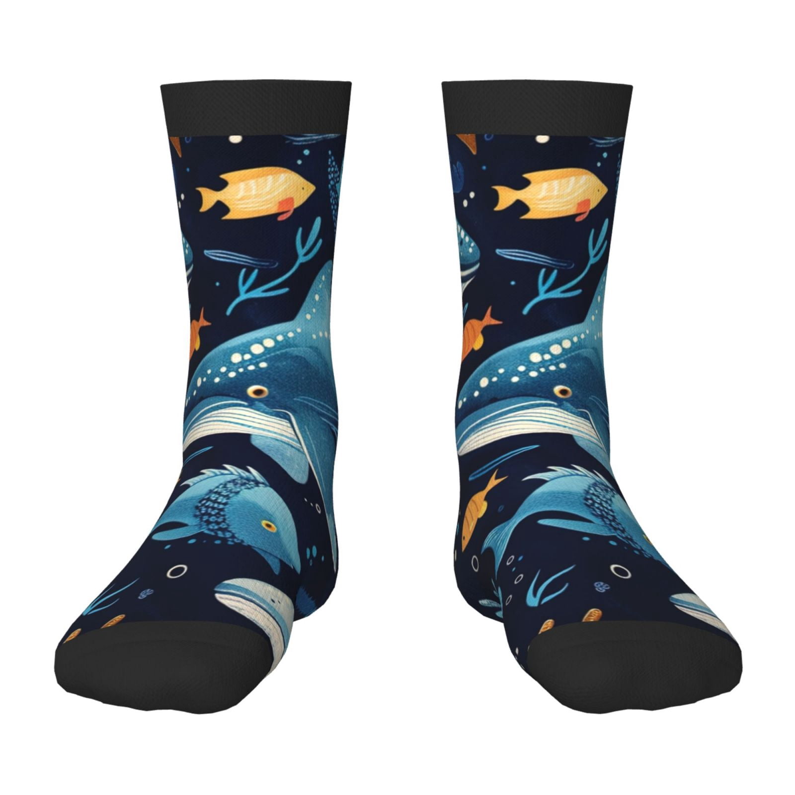 Fuzoiu Playful Whales Underwater Scene Print Kids Socks For Boys Girls ...