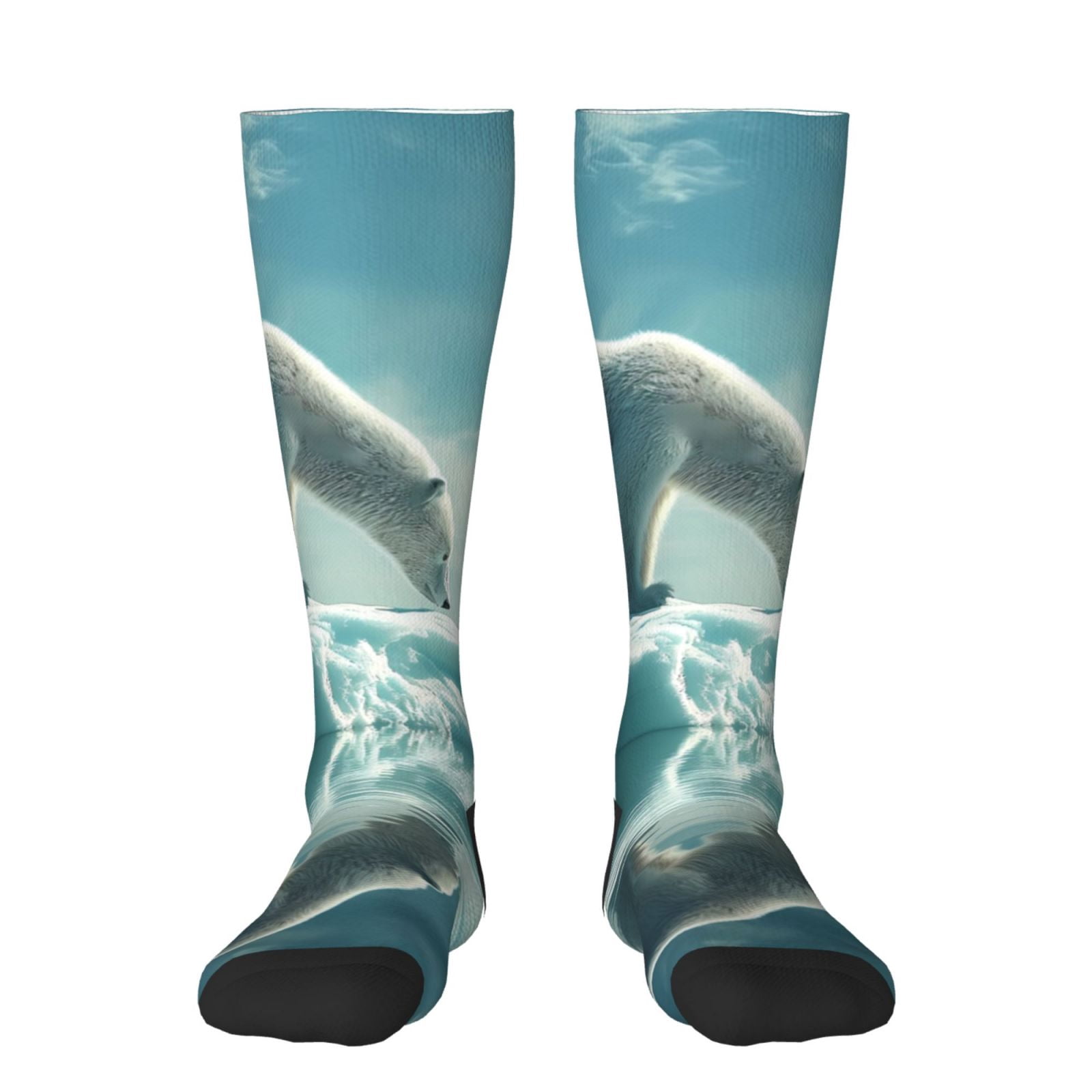 Fuzoiu Polar Bear On Iceberg Print Adult Stockings,Crew Socks,Unisex ...