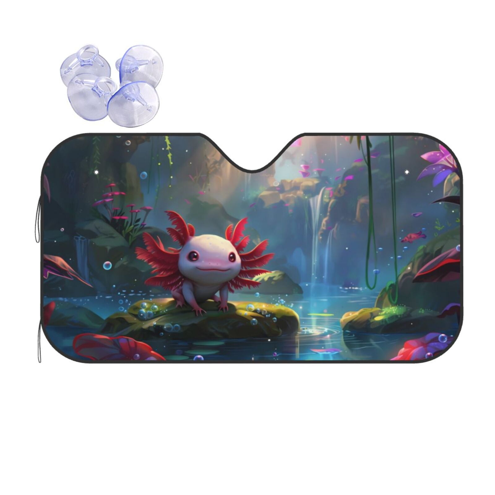 Fuzoiu Pond Cute Axolotl Print Car Windshield Sun Shade,Block Uv Rays ...