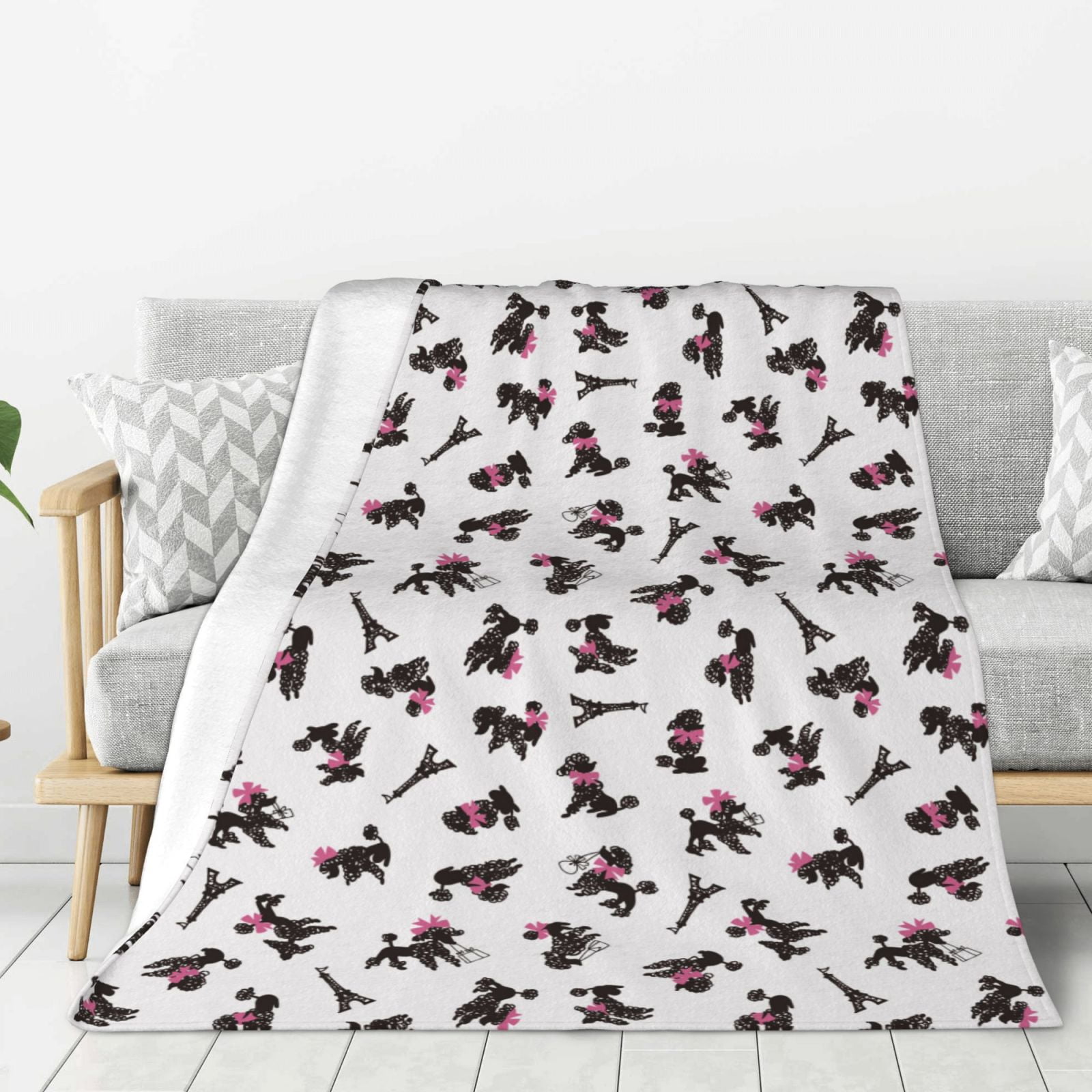 Fuzoiu Poodle Dog Print Flannel Throw Blanket,Light Weight Warm ...