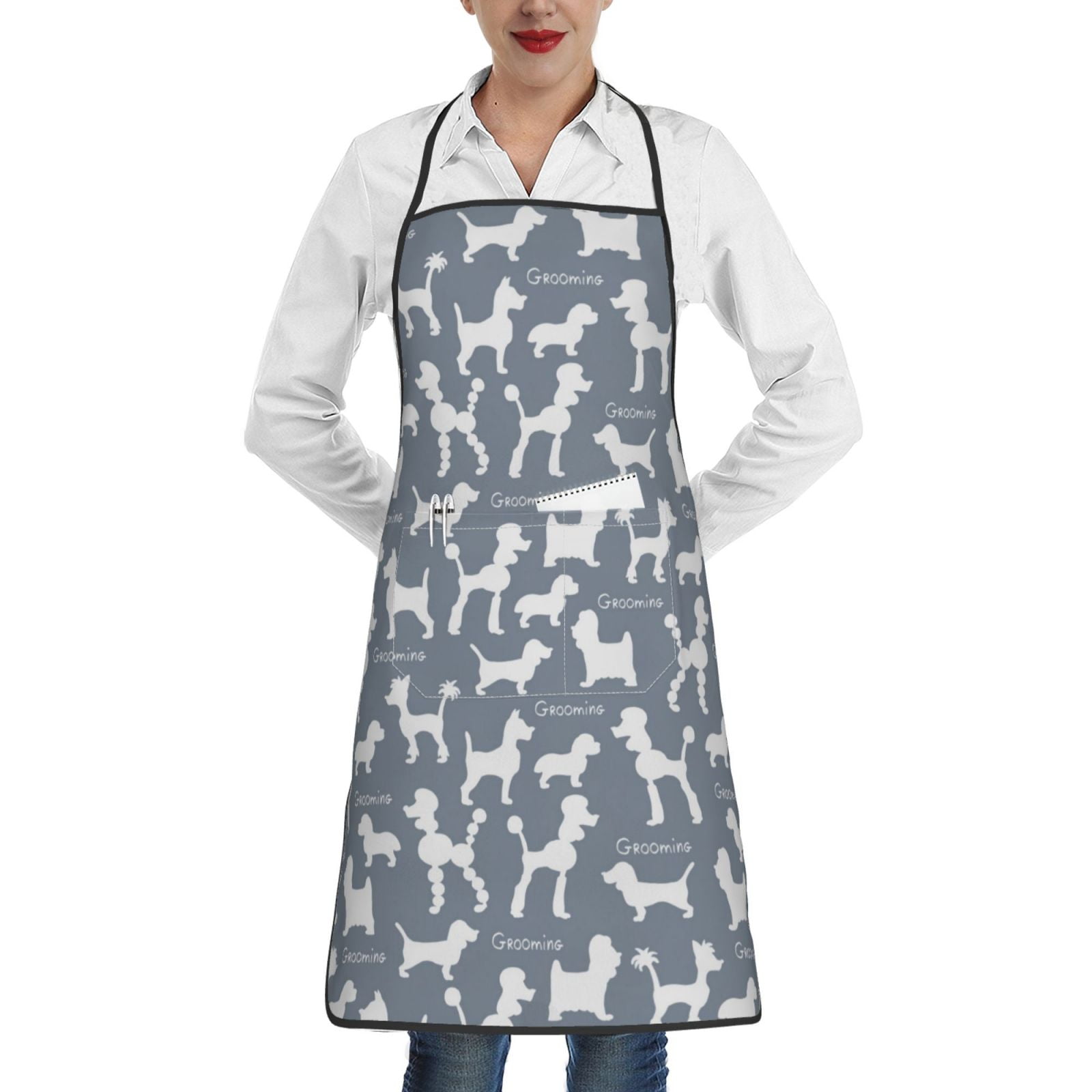 Fuzoiu Poodle Dog Print Kitchen Cooking Aprons,Kitchen Cooking BBQ ...