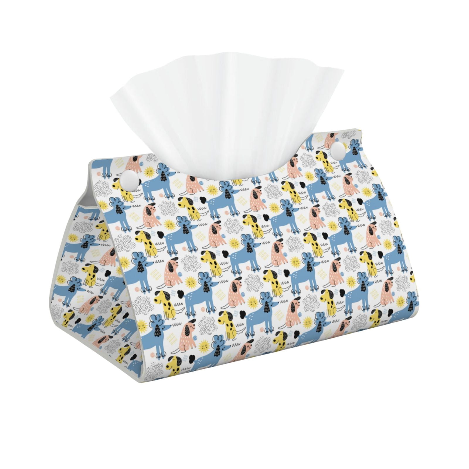 Fuzoiu Poodle Dog Print Tissue Box Cover, PU Leather Tissue Holder ...
