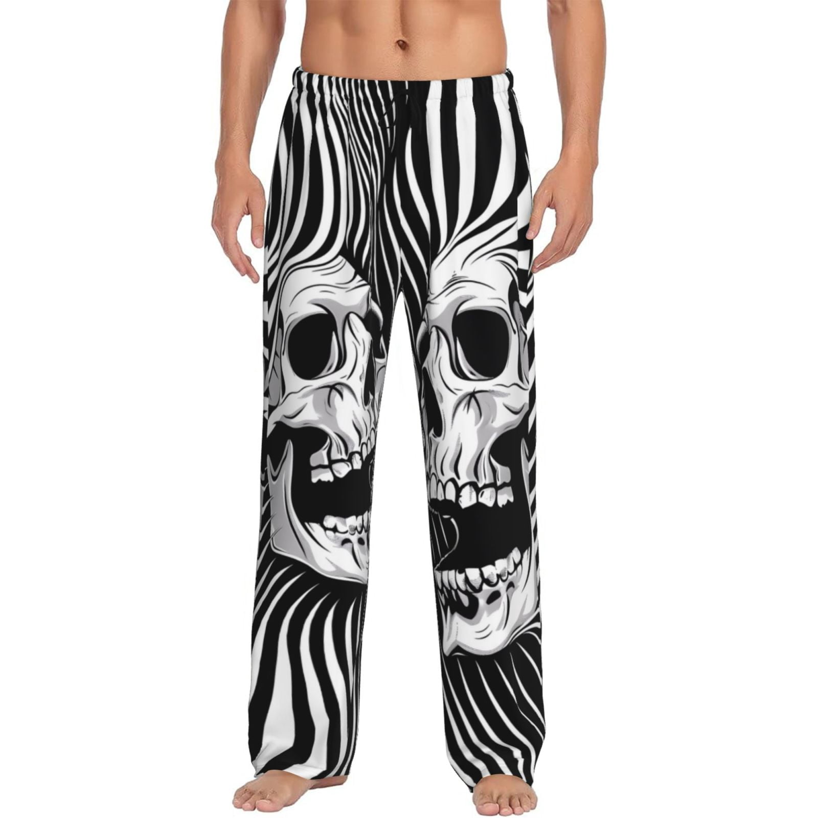 Fuzoiu Psychedelic Skull Illusion Art Print Men's Pajama Pants,Lounge ...