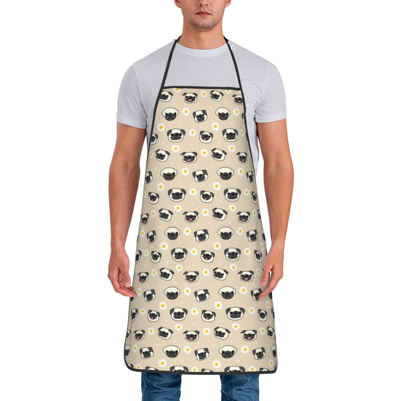 Fuzoiu Pug Dog Face Print Waterproof Apron, Kitchen Apron for Women Men ...