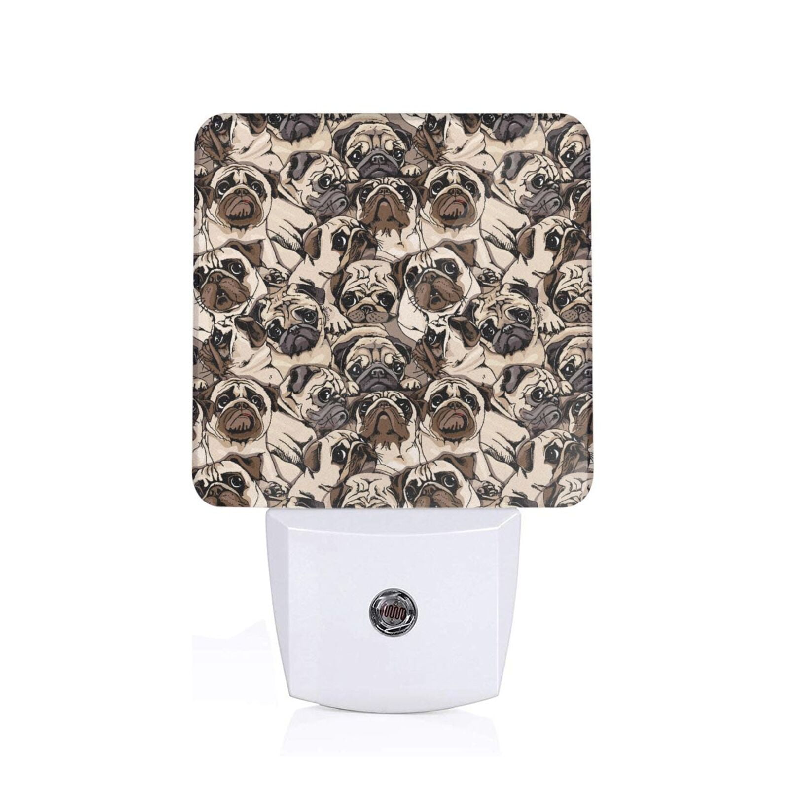Fuzoiu Pug Print Dusk to Dawn LED Night Light with Light Sensor, Energy ...