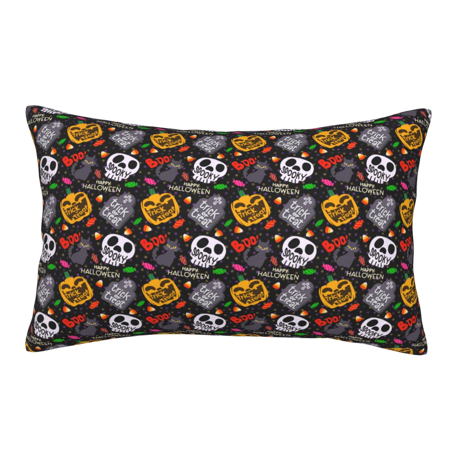 Fuzoiu Pumpkin And Flying Bat Print Fuzzy Pillowcases, Super Soft ...
