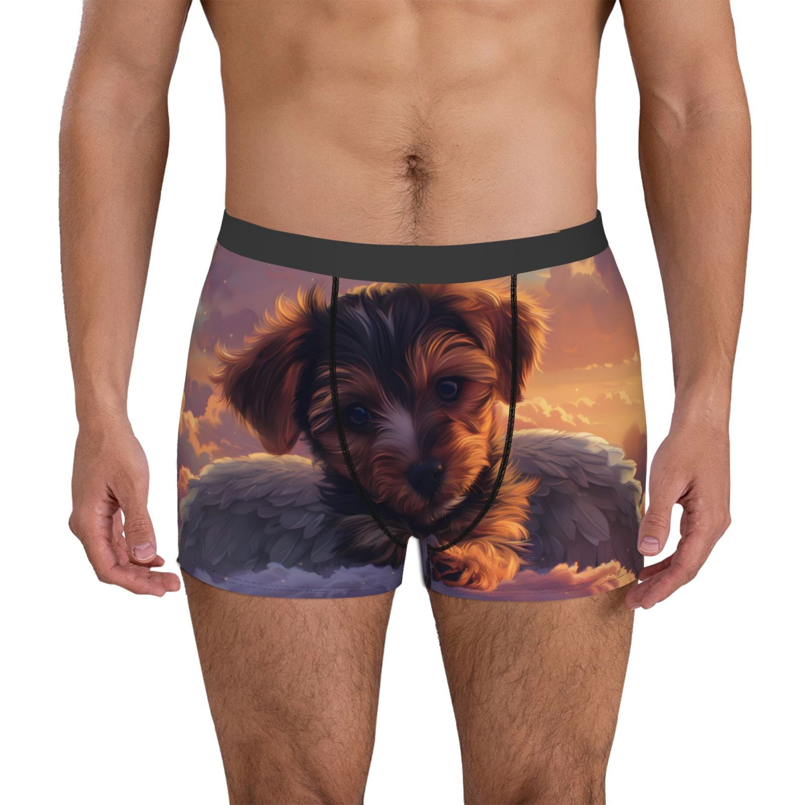 Fuzoiu Puppy Lying On A Cloud Print Men's Ultra Breathable Underwear,No Riding Up Boxer Briefs ...
