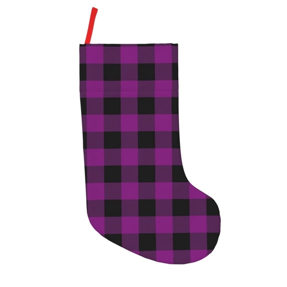 Fuzoiu Purple Black Plaid Print 18 inches Christmas Stockings ...
