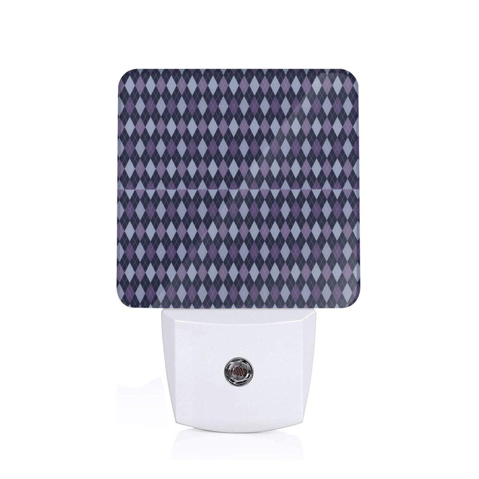 Fuzoiu Purple and Blue Squares Print Dusk to Dawn LED Night Light with ...