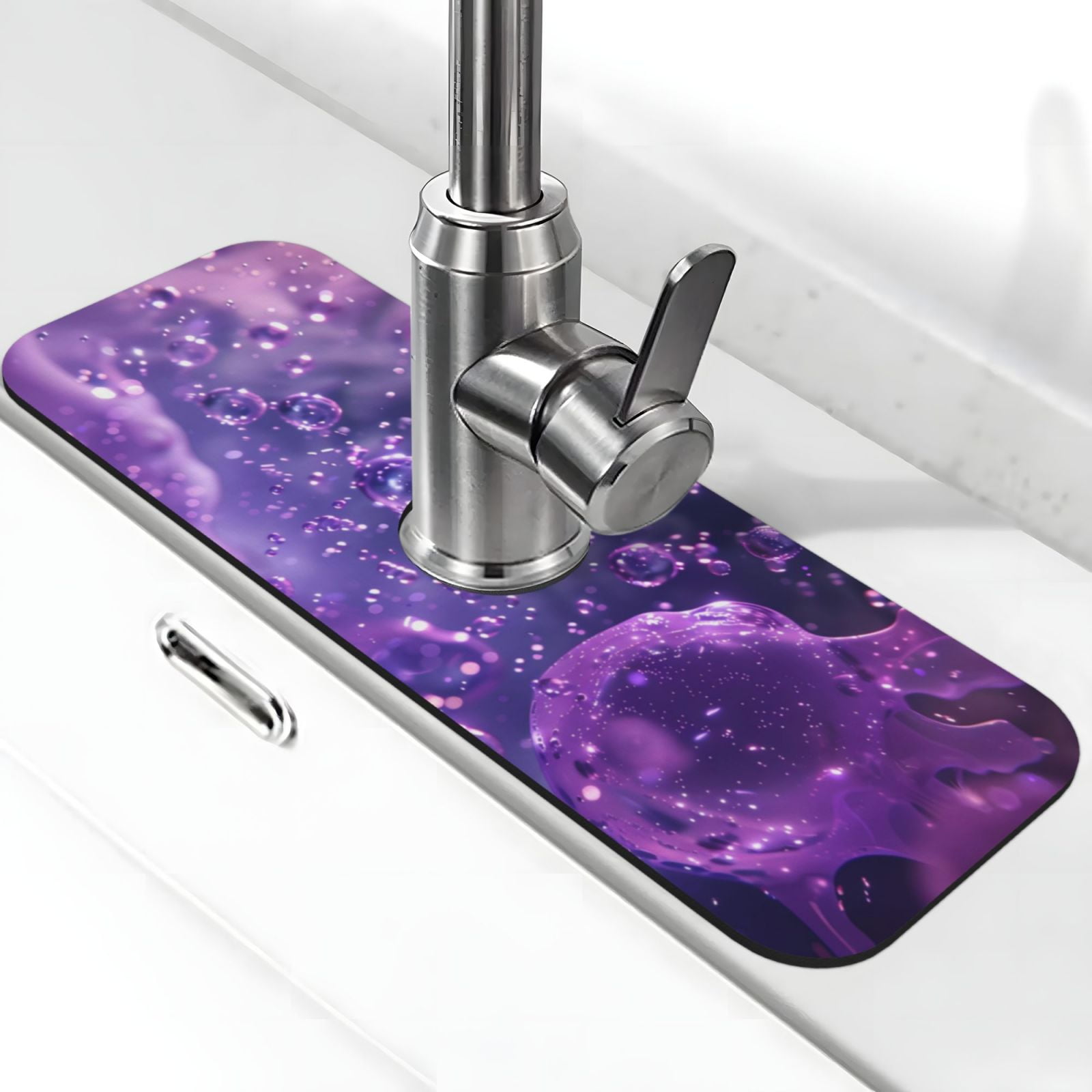 Fuzoiu Purple Bubble Abstract Art Print Kitchen Faucet Suction Pad ...
