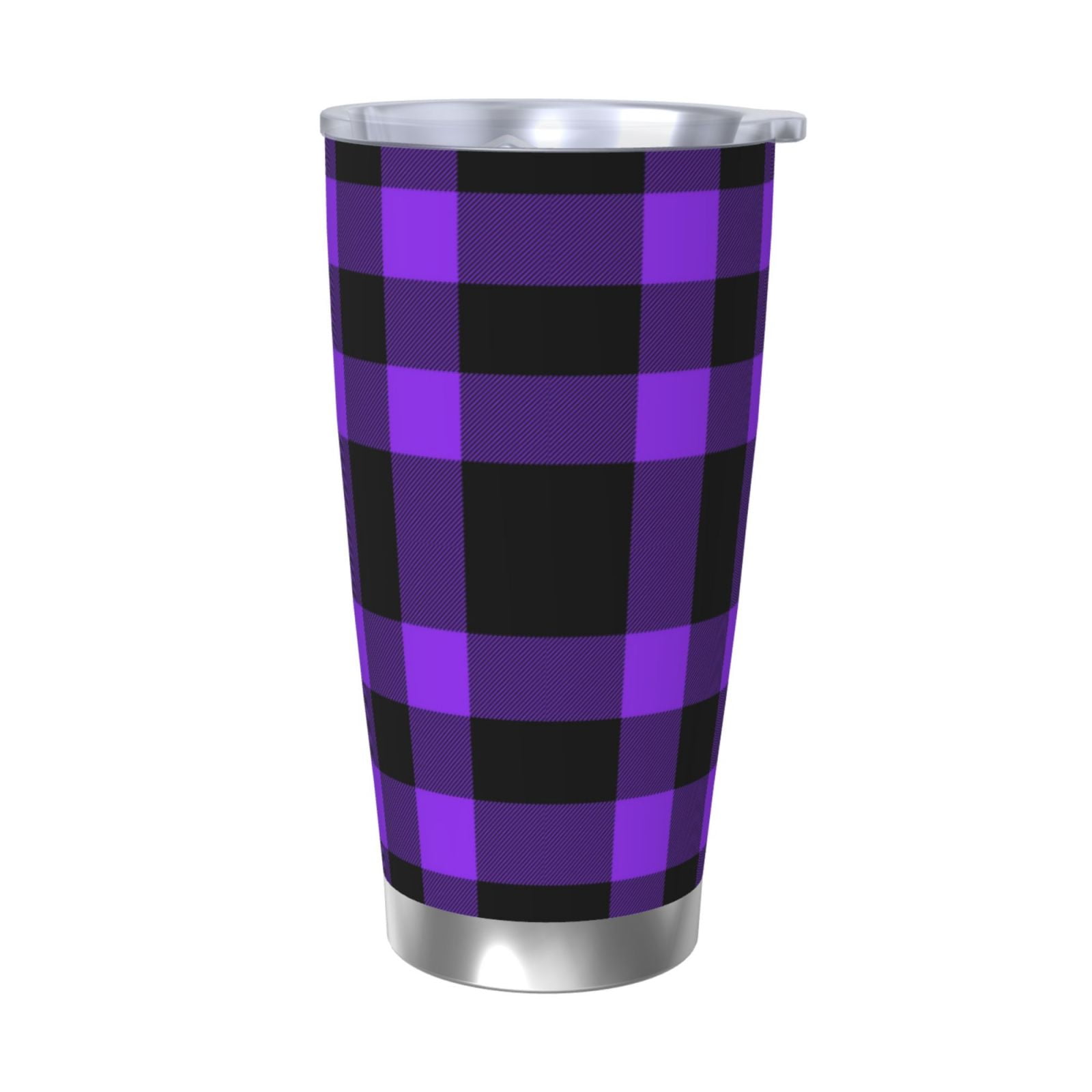 Fuzoiu Purple Buffalo Plaid Print 20oz Tumbler, Stainless Steel Vacuum ...