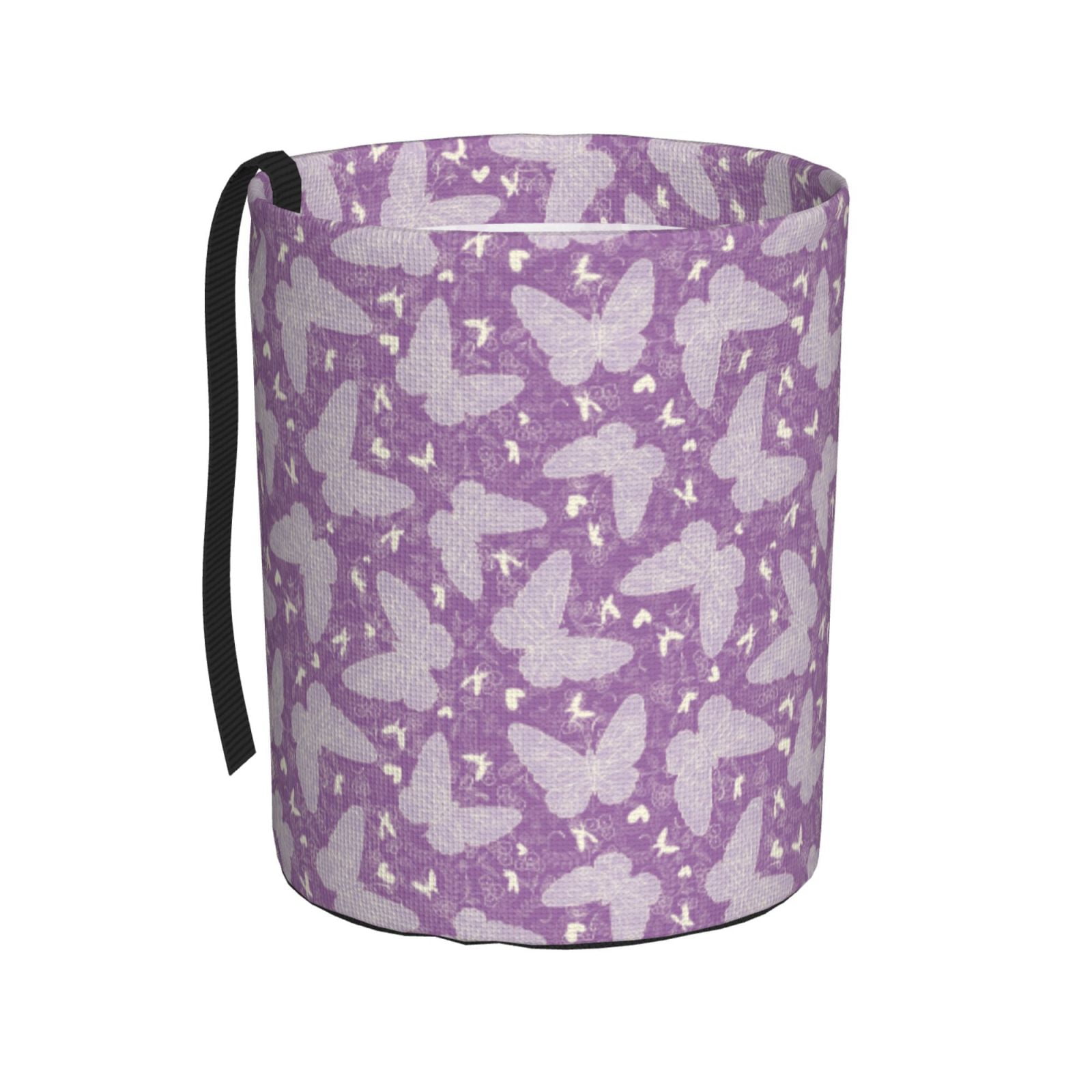 Fuzoiu Purple Butterflies Floral Print Car Trash Can,Leakproof Car ...