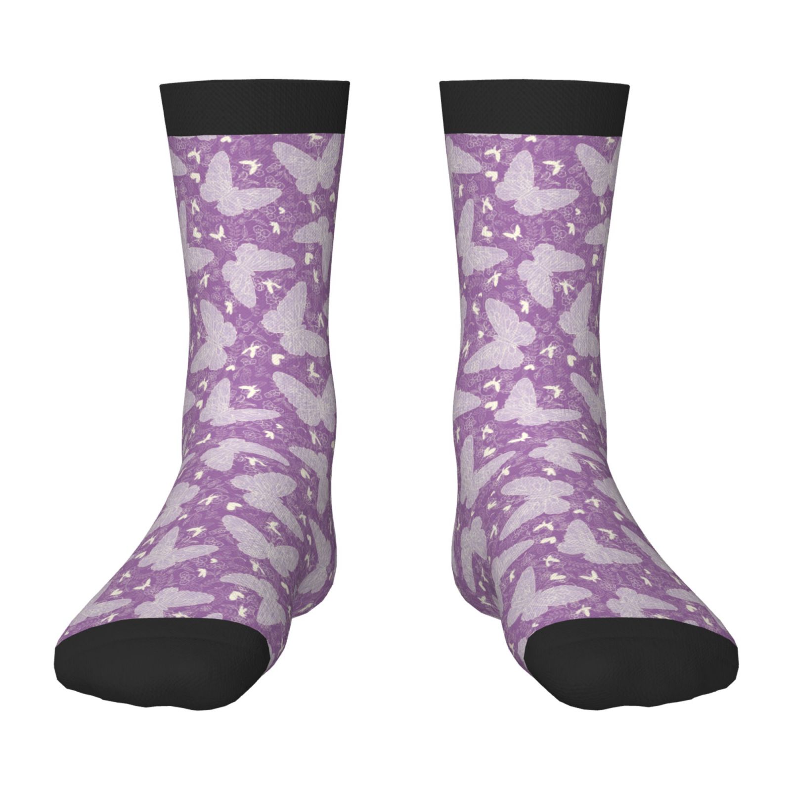 Fuzoiu Purple Butterflies Floral Print Kids Socks For Boys Girls,Grip ...