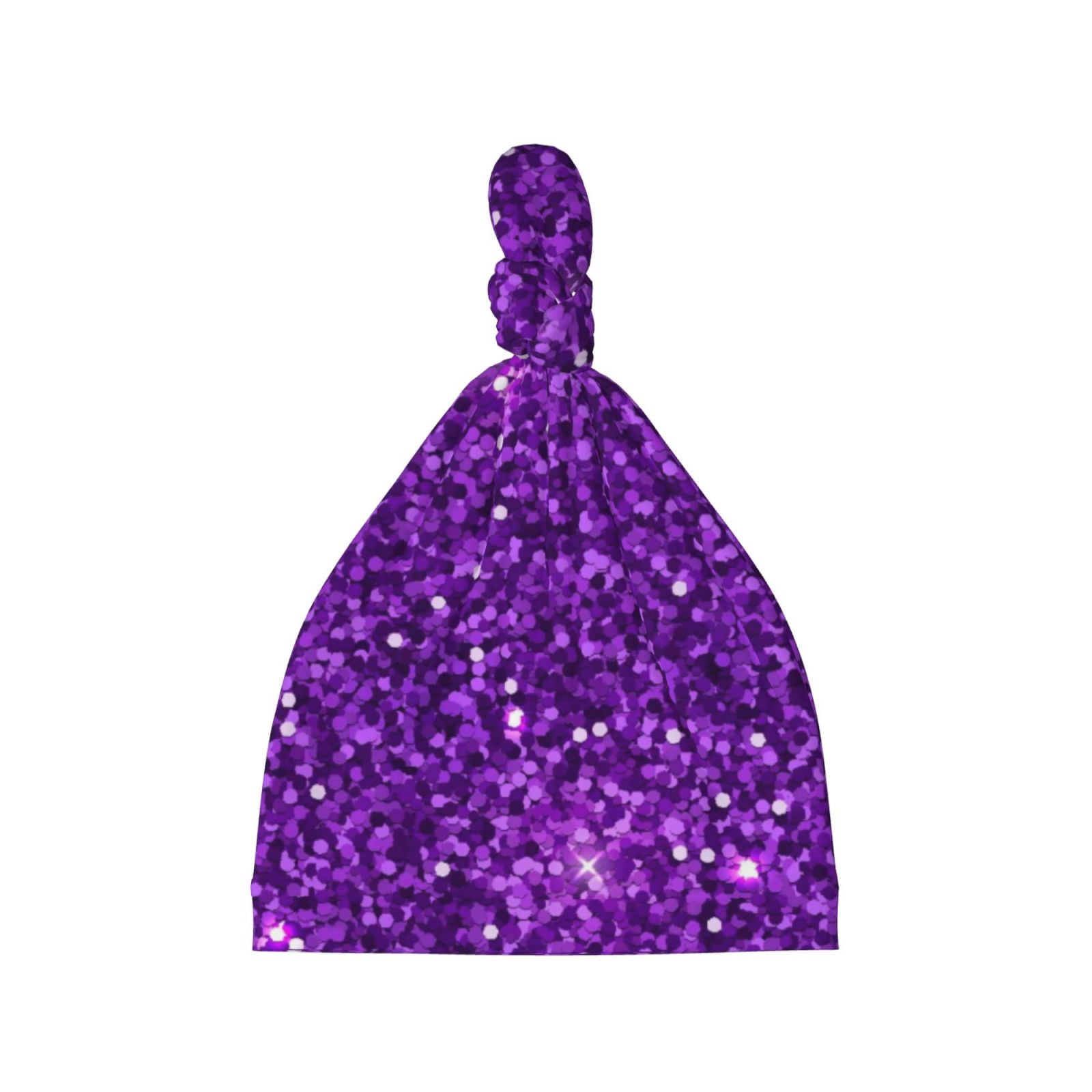Fuzoiu Purple Glitter Print Baby Newborn Hats Set Stretchy Knot Beanie ...