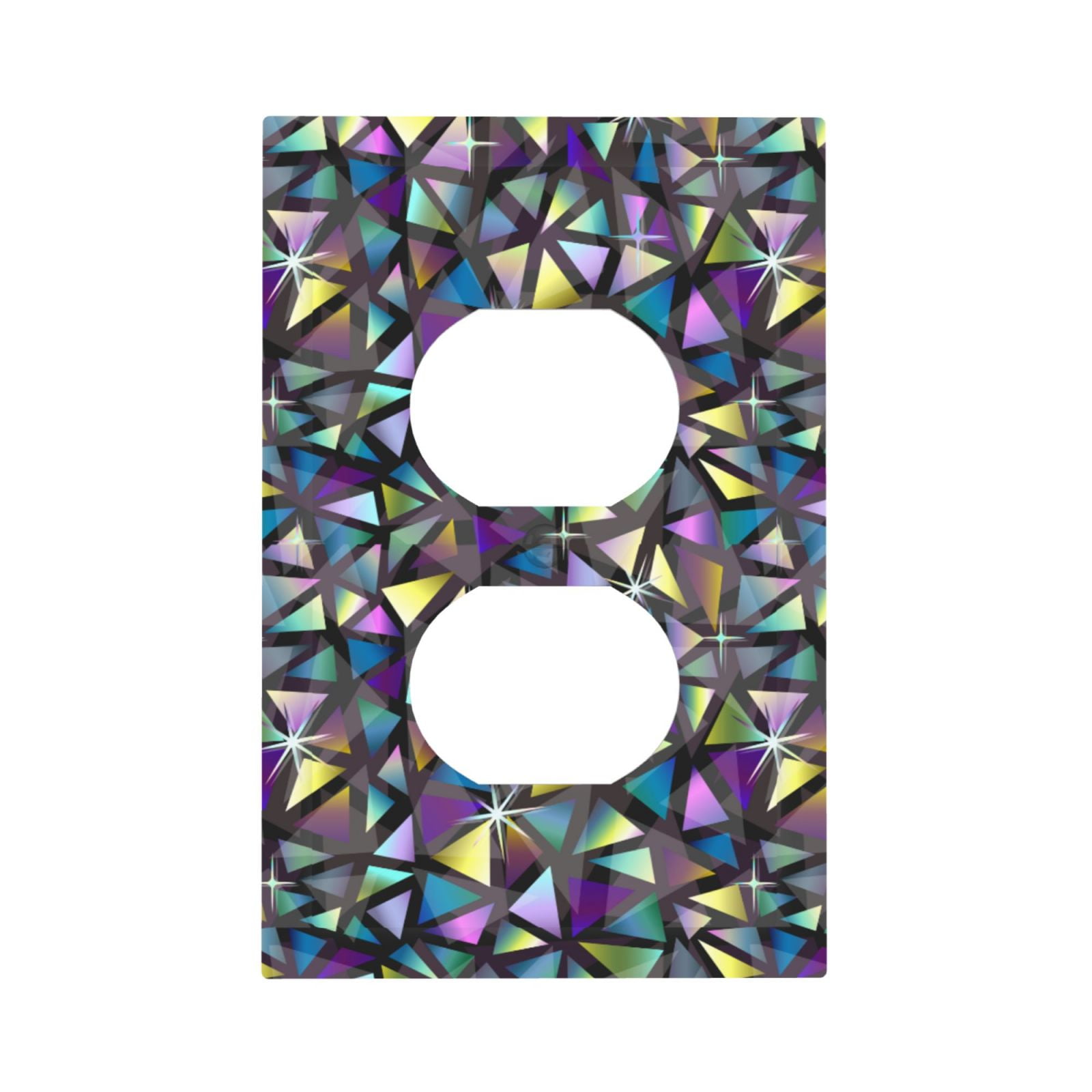 Fuzoiu Purple-Gold Triangles Print Single Duplex Outlet Cover Plate ...