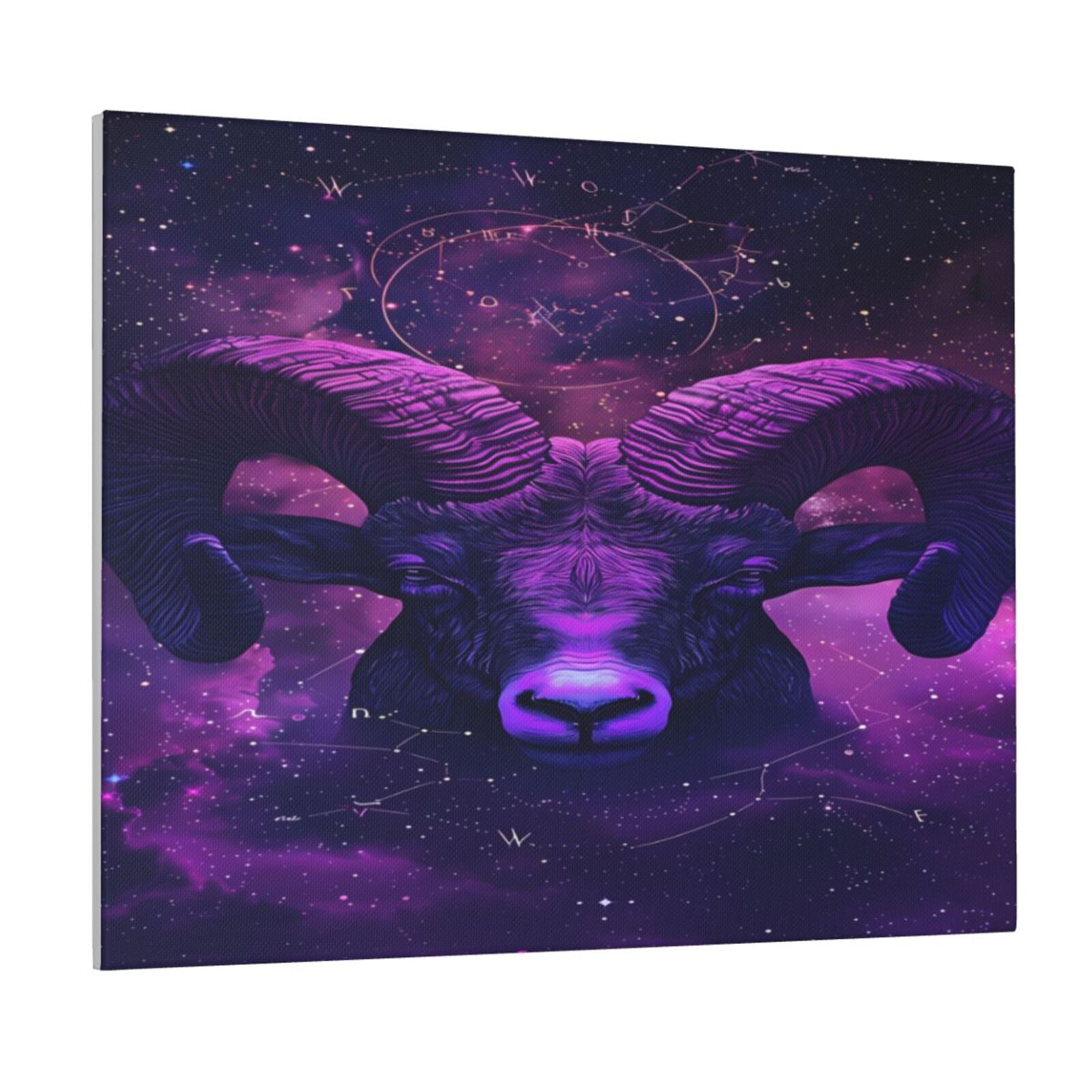 Fuzoiu Purple Starry Sky Antelope Print Canvas Wall Art for Bathrooms ...