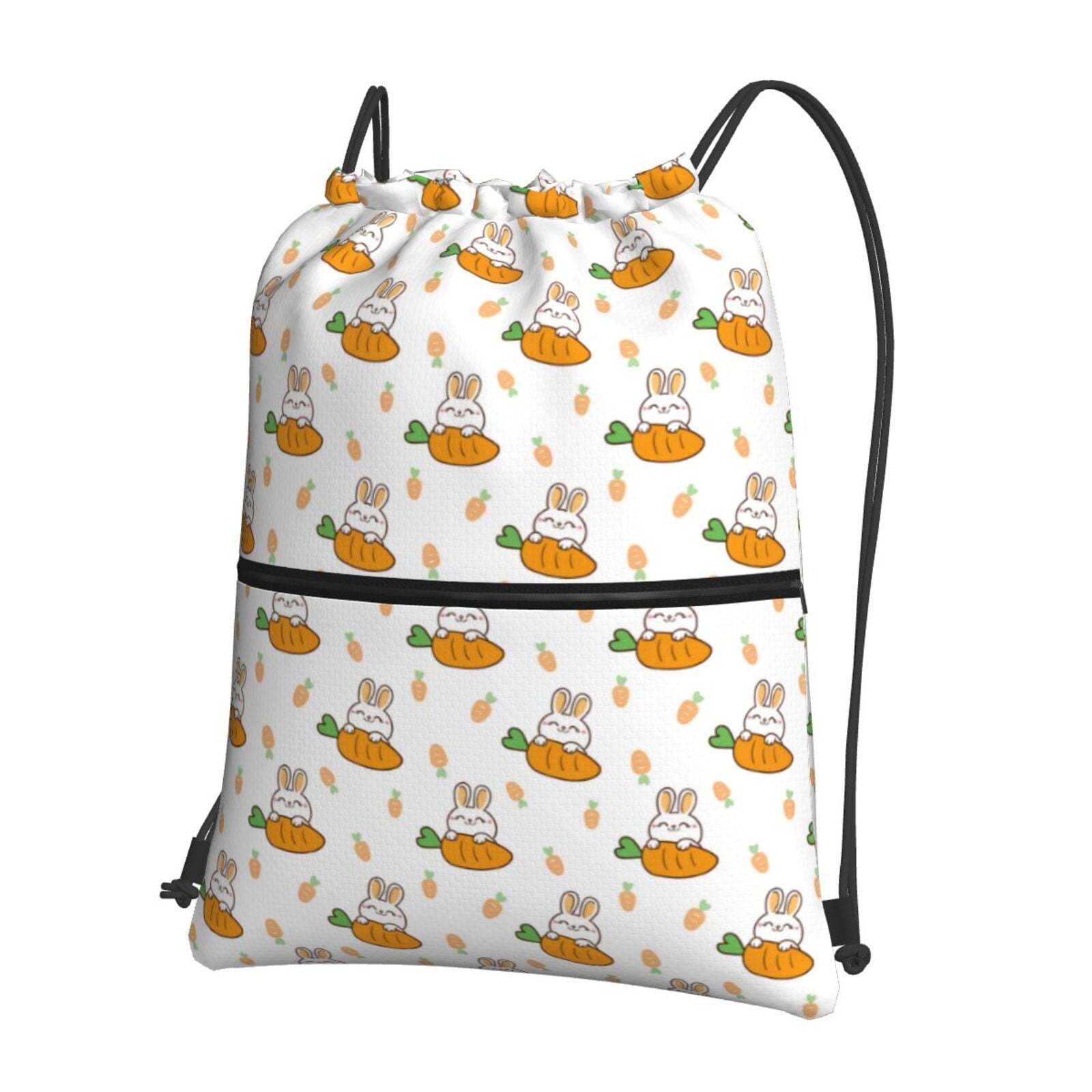 Fuzoiu Rabbit And Carrot Print Drawstring Backpack Water Resistant ...