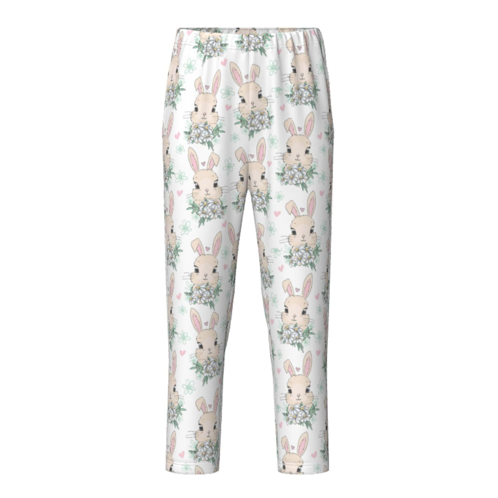 Fuzoiu Rabbit And Flower Print Teenagers' Pajama Pants,Lounge Pants ...