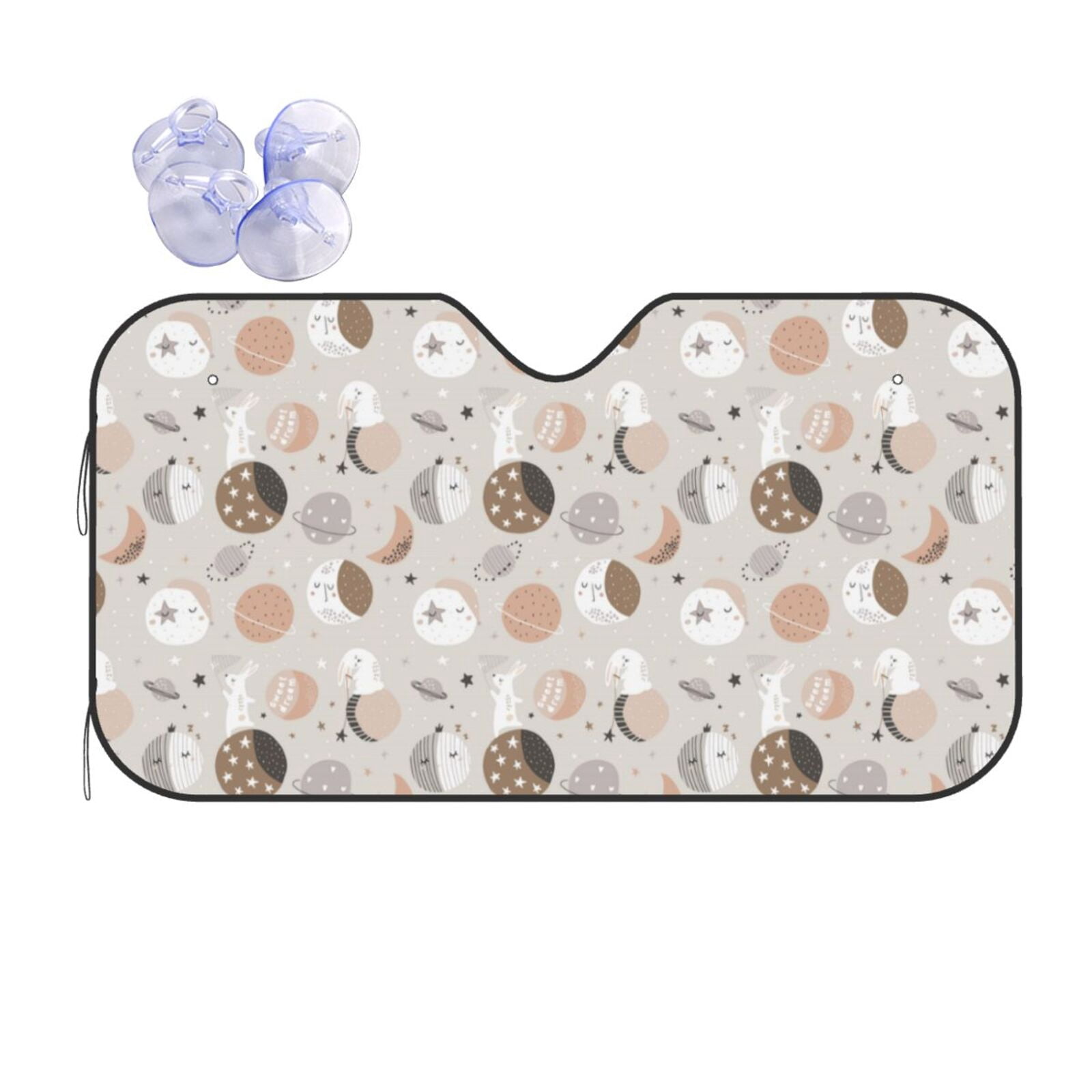 Fuzoiu Rabbit In Space Print Car Windshield Sun Shade,Block Uv Rays ...
