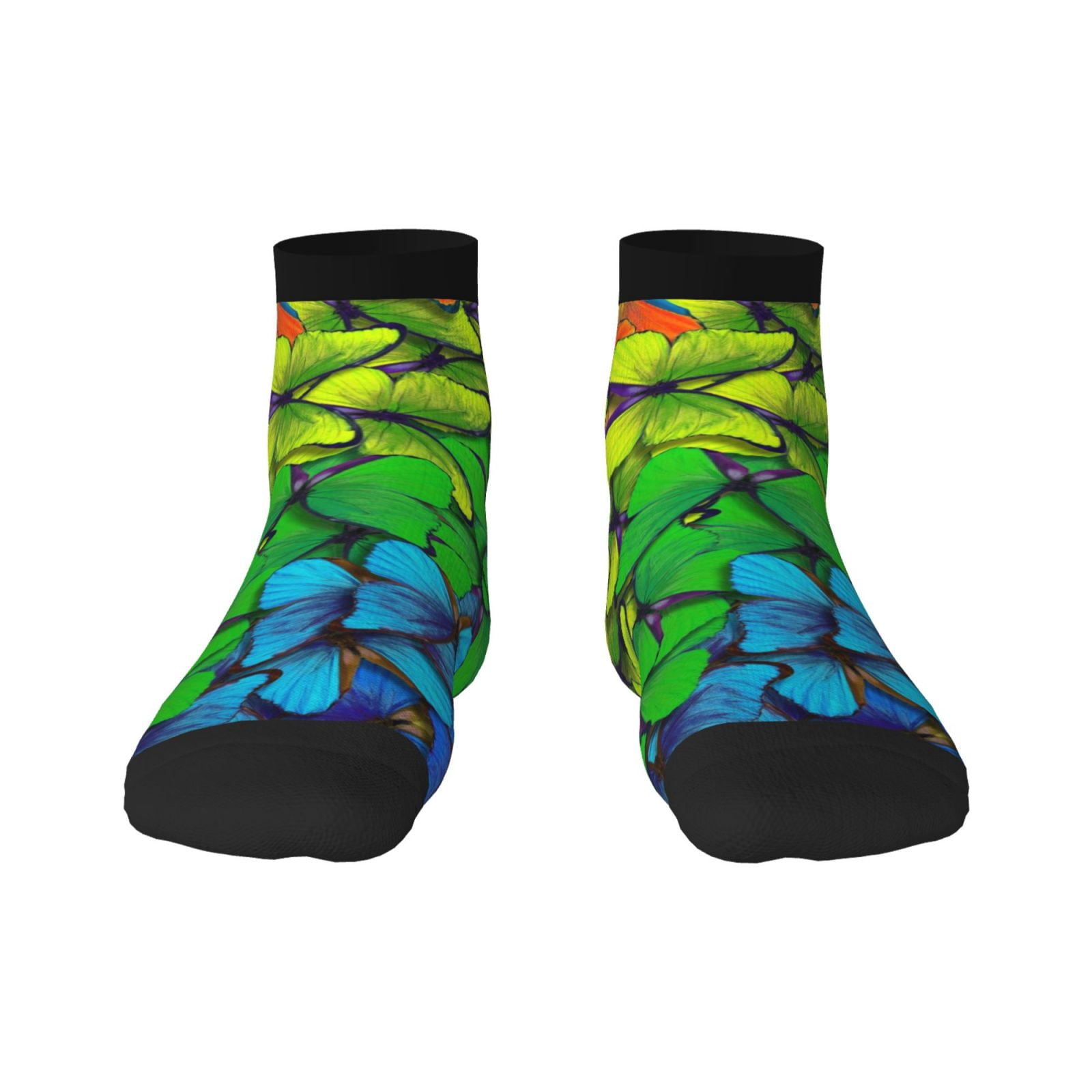 Fuzoiu Rainbow Butterflies Print Adult Socks, Crew Moisture-wicking ...