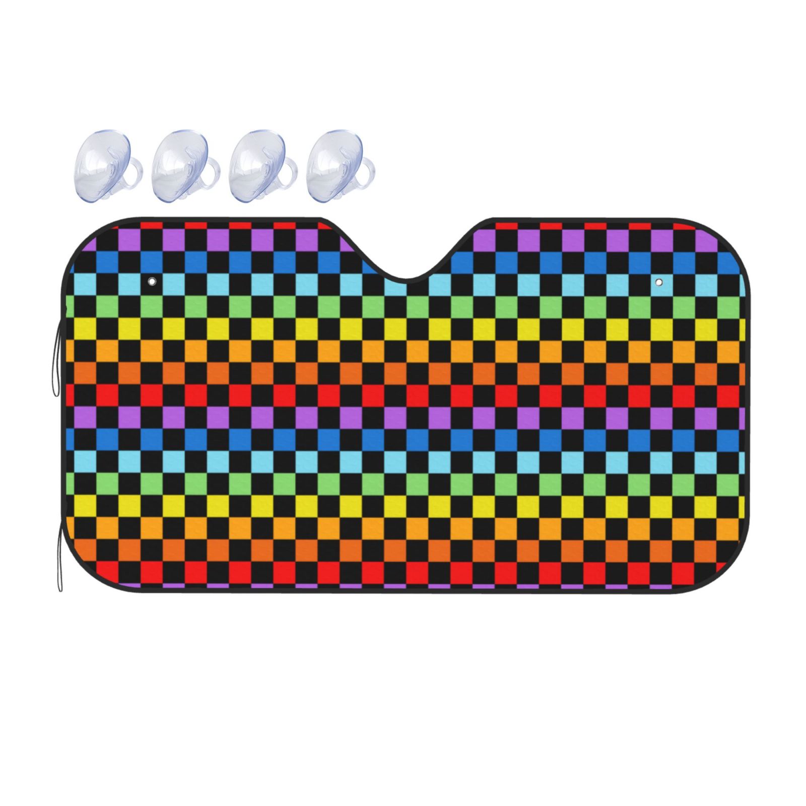 Fuzoiu Rainbow Chequerboard Print Car Windshield Sunshade,Foldable ...