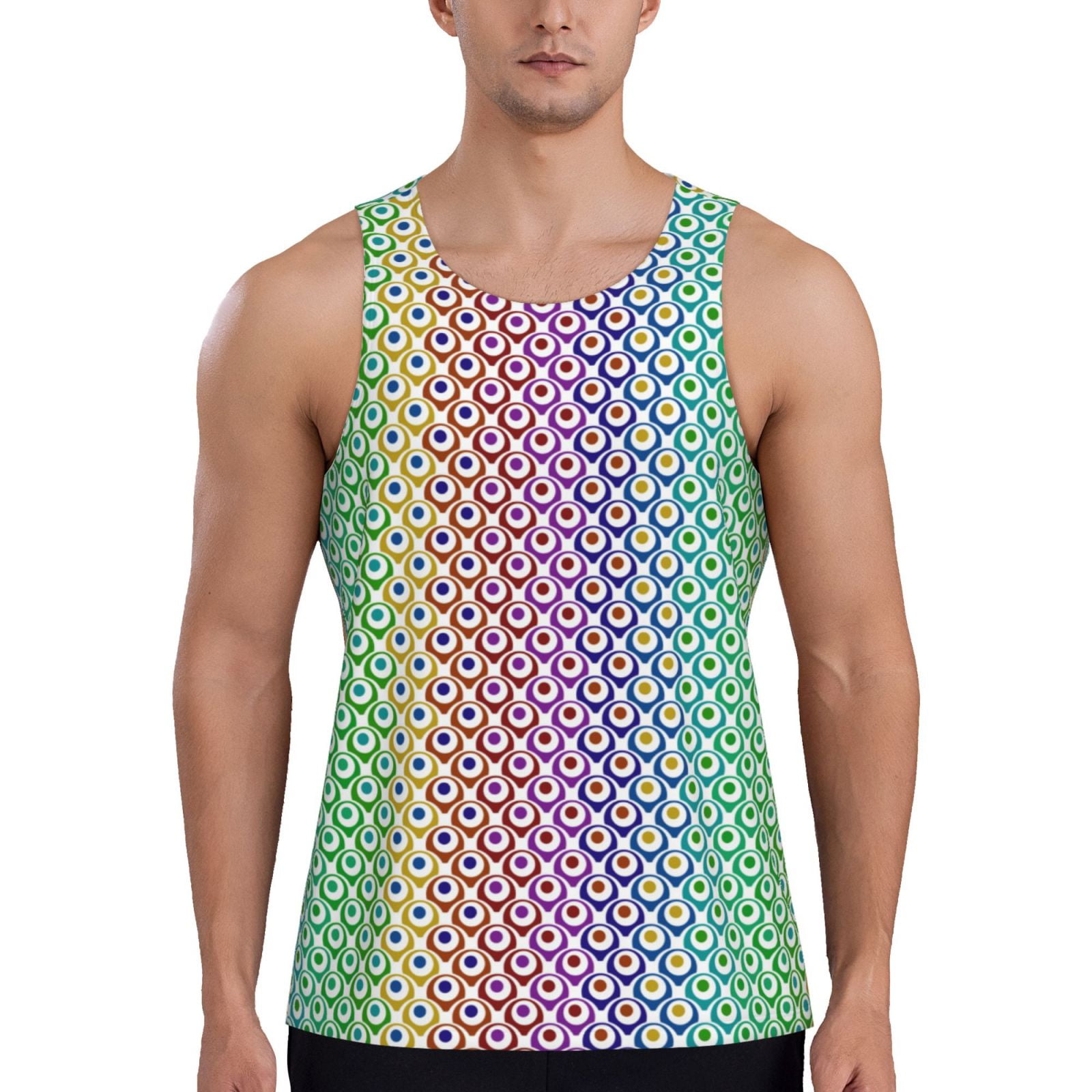 Fuzoiu Rainbow Peacock Feathers Print Men's Workout Tank Tops ...