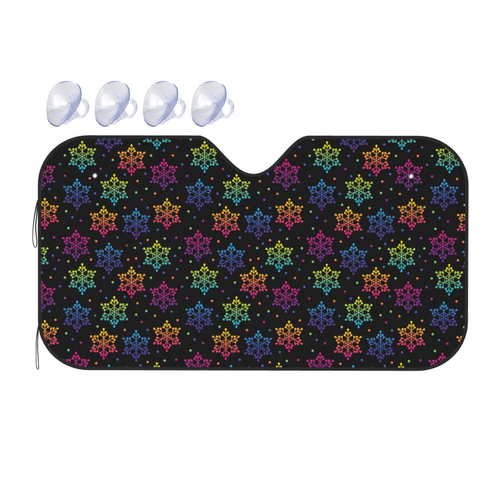 Fuzoiu Rainbow Snowflake Print Car Windshield Sunshade,Foldable ...