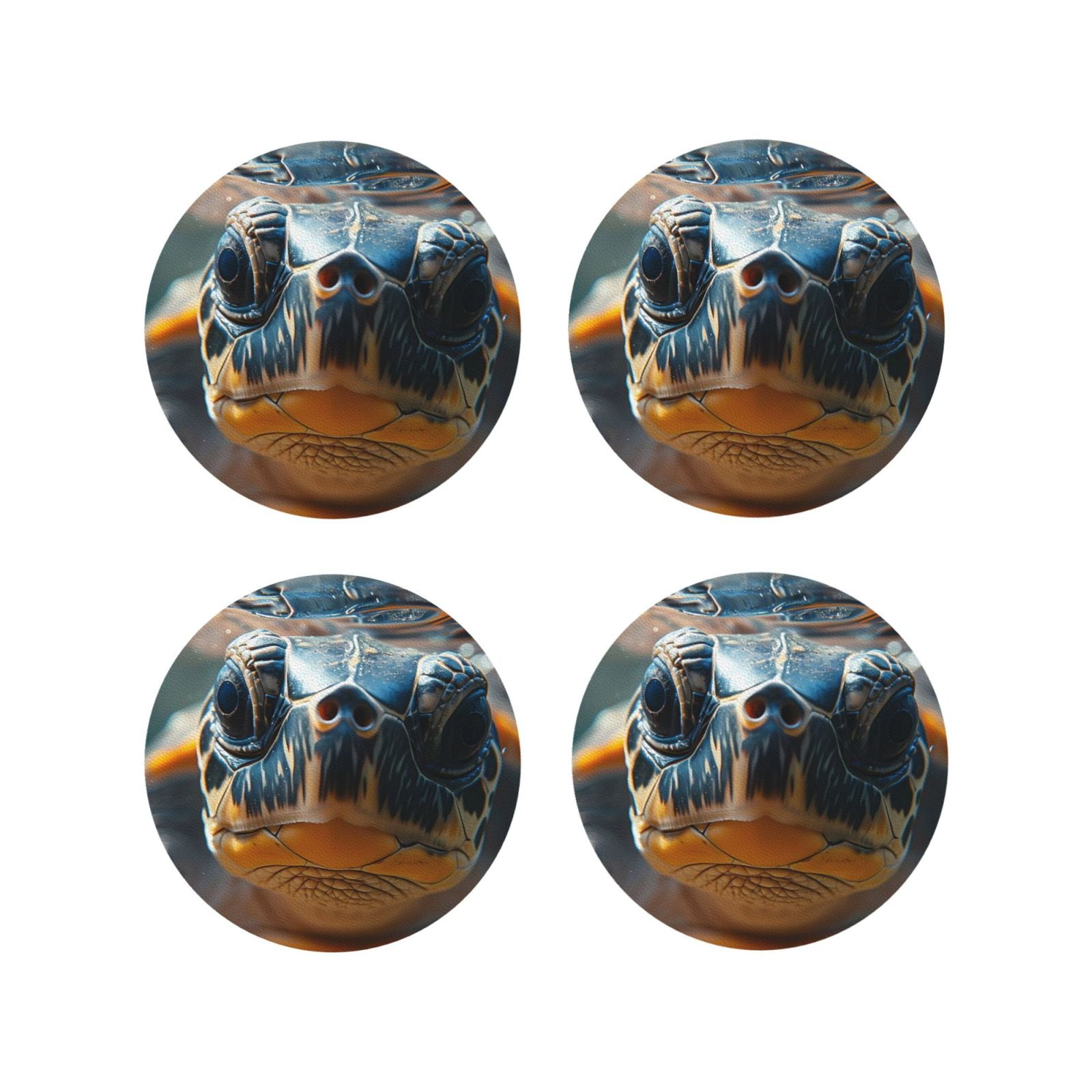 Fuzoiu Realistic Cute Sea Turtle Print Leather Coasters Set,Drink ...