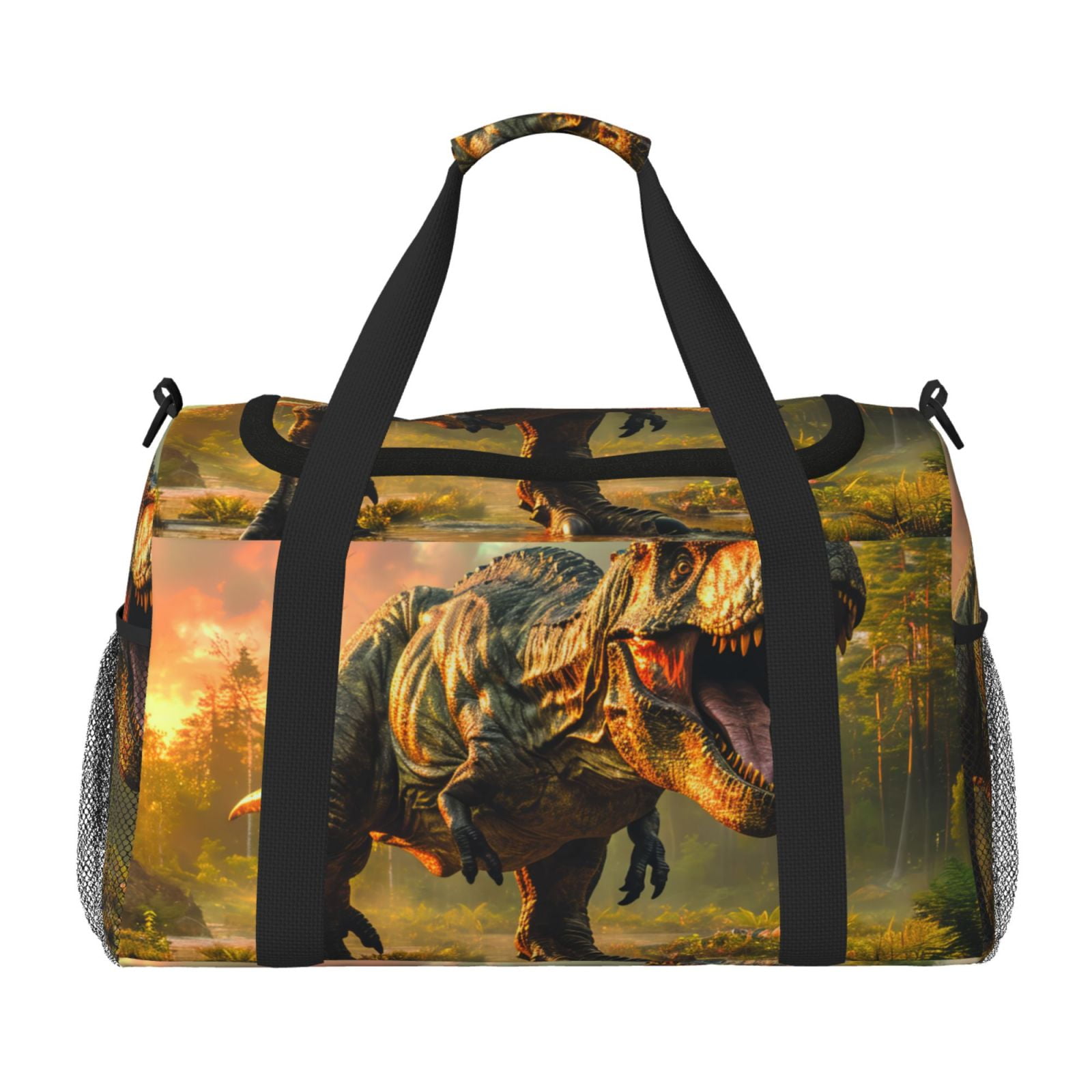Fuzoiu Realistic Style Forest Dinosaur Print Travel Duffle Bag,Carry On ...