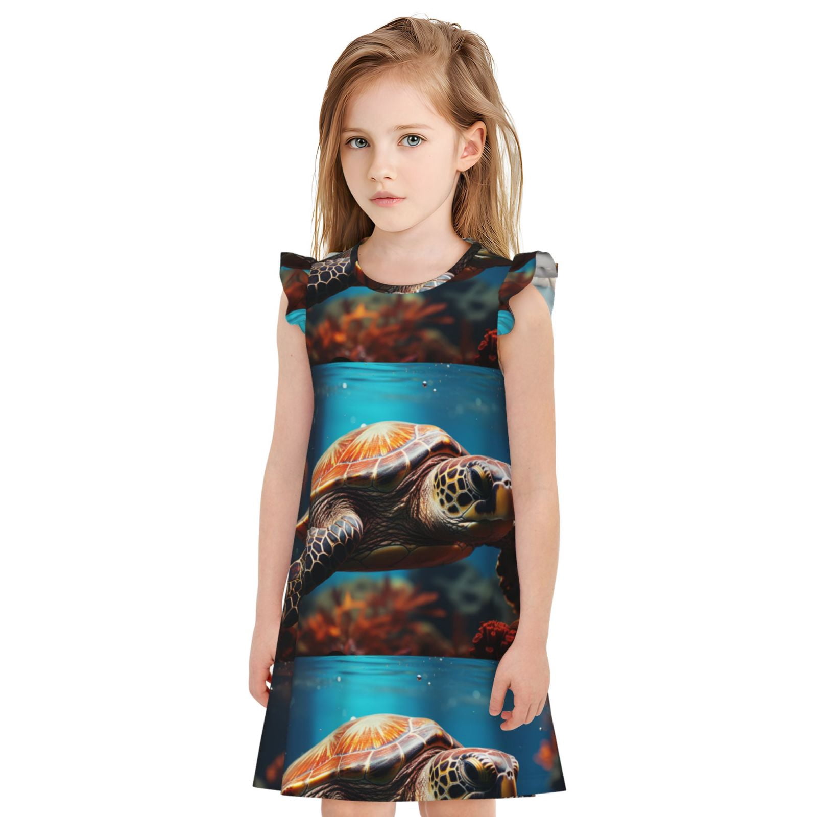 Fuzoiu Realistic Turtle Print Girls' Nightgowns Pajamas Dress,Girls ...