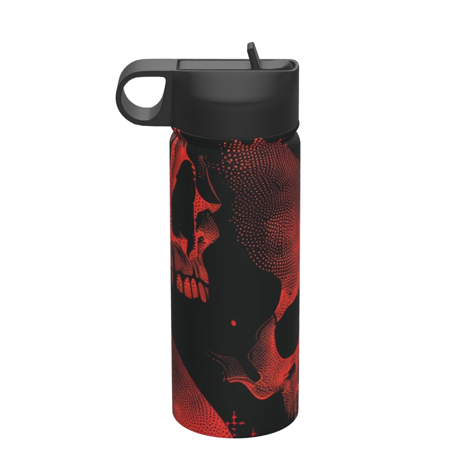 Fuzoiu Red And Black Abstract Skull Print 18oz Insulated Sports Kettle ...