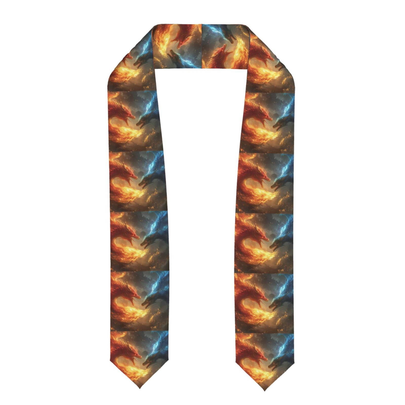 Fuzoiu Red And Blue Fire Dragon B Print Graduation Sash,Graduation ...