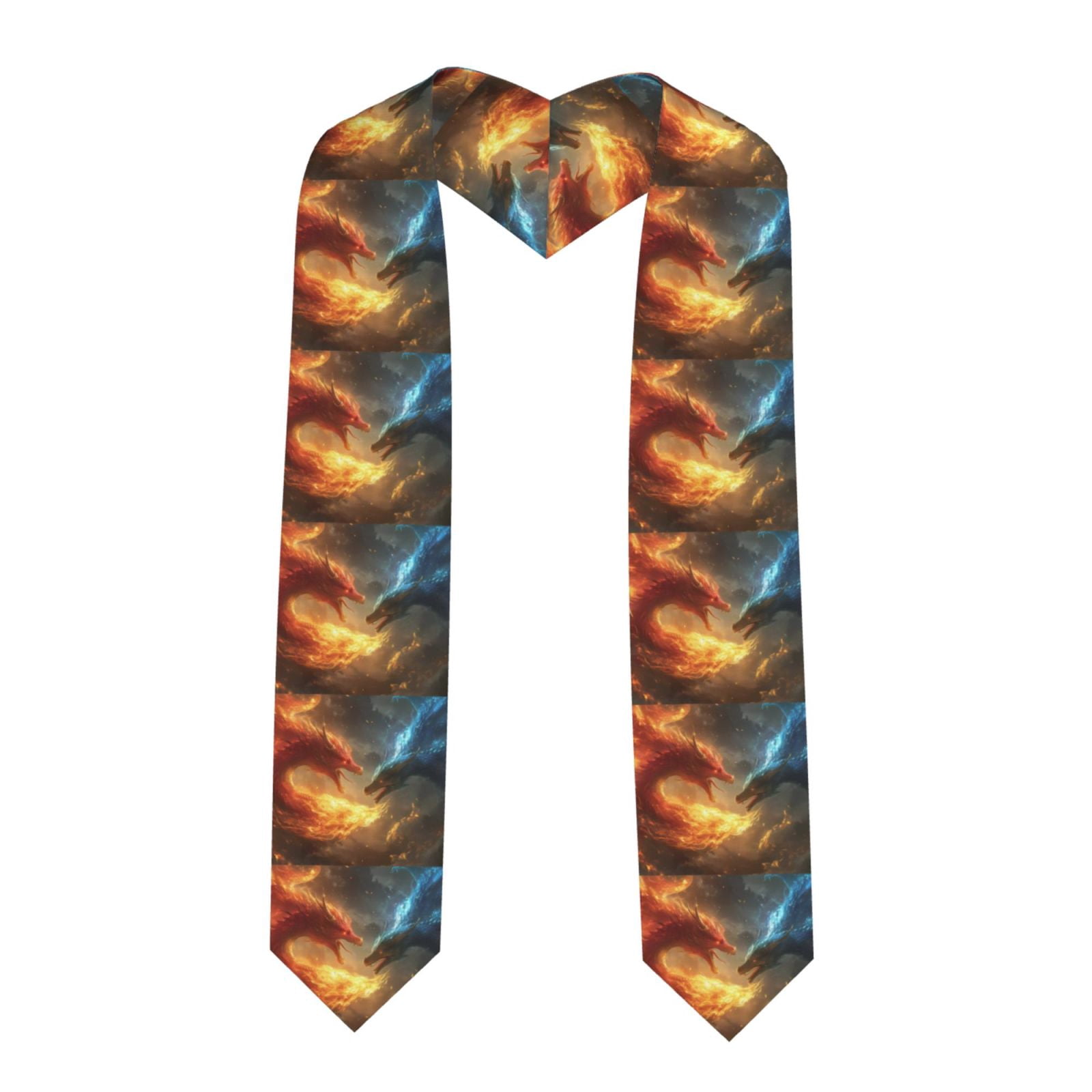 Fuzoiu Red And Blue Fire Dragon B Print Graduation Sash,Graduation ...