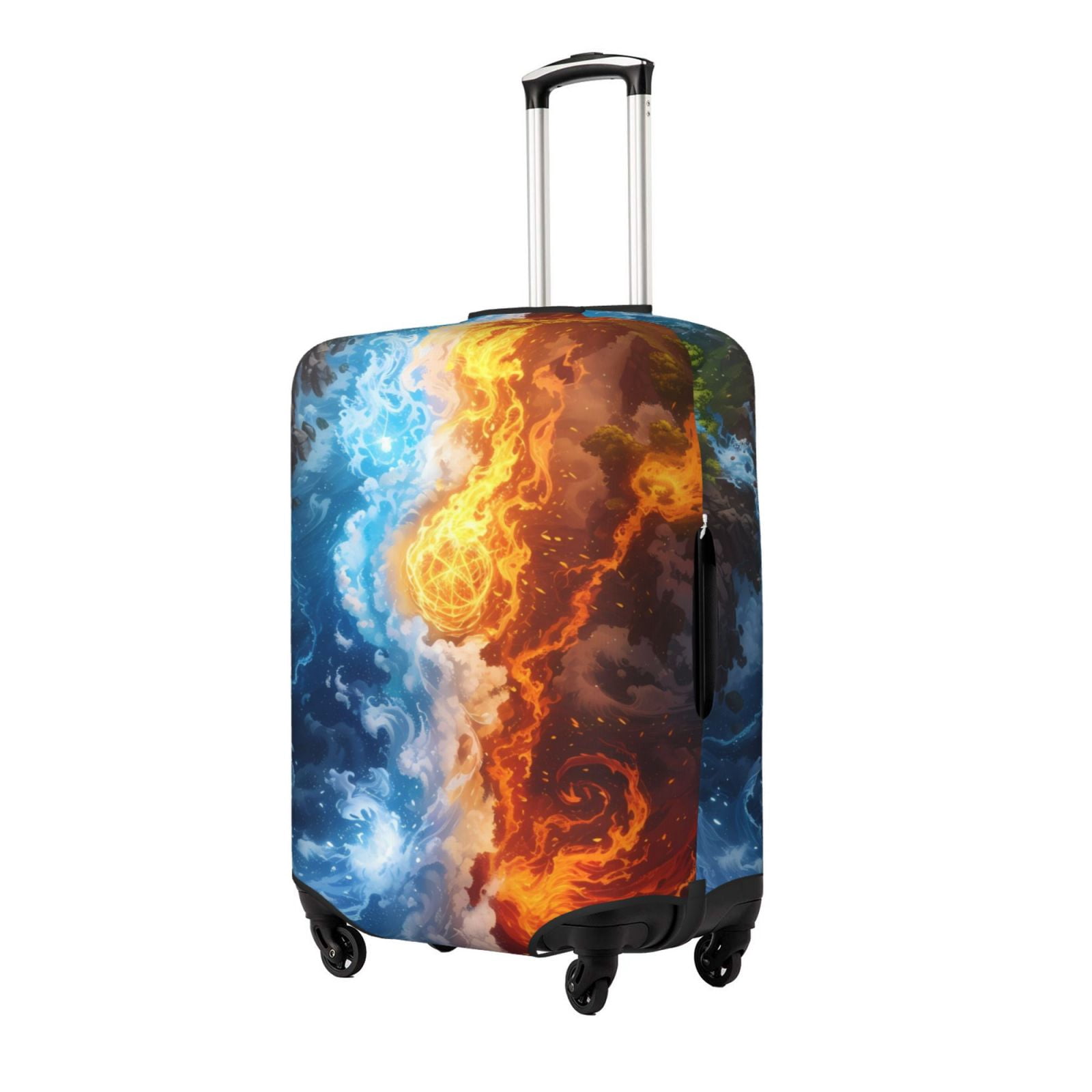 Fuzoiu Red And Blue Flame Waves Print Suitcase Cover,Washable Luggage ...