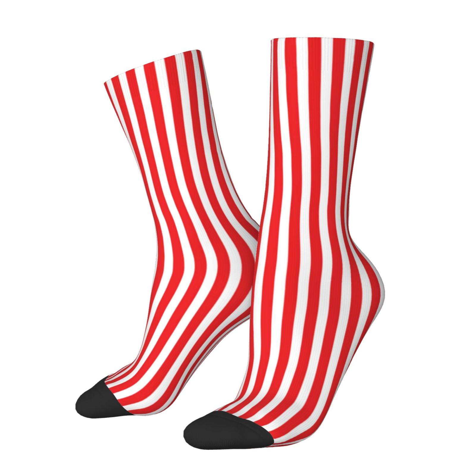 Fuzoiu Red And White Stripes Print Athletic Crew Socks for Men & Women ...