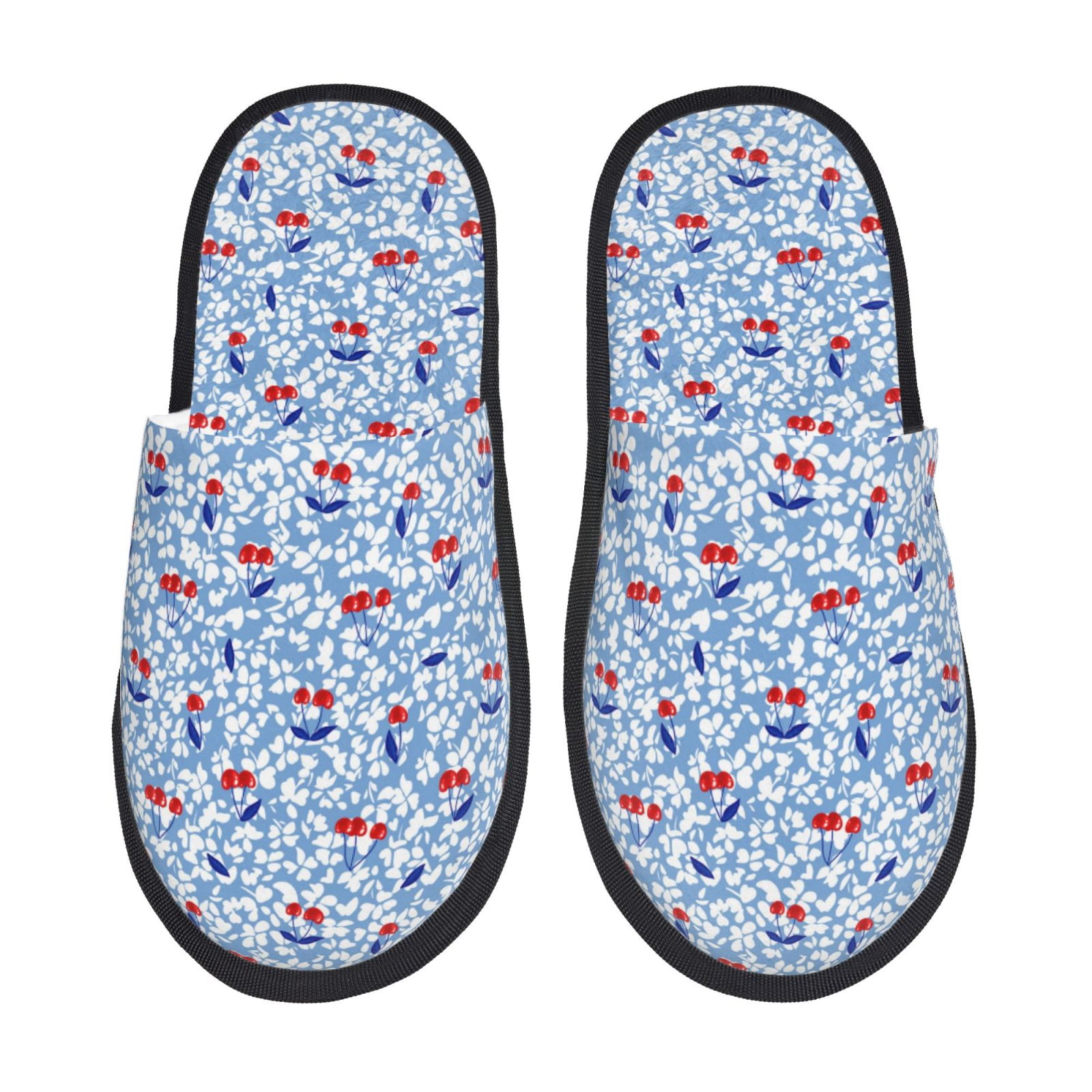 Fuzoiu Red Cherries Print Unisex Furry Slippers,Plush Indoor Shoes ...