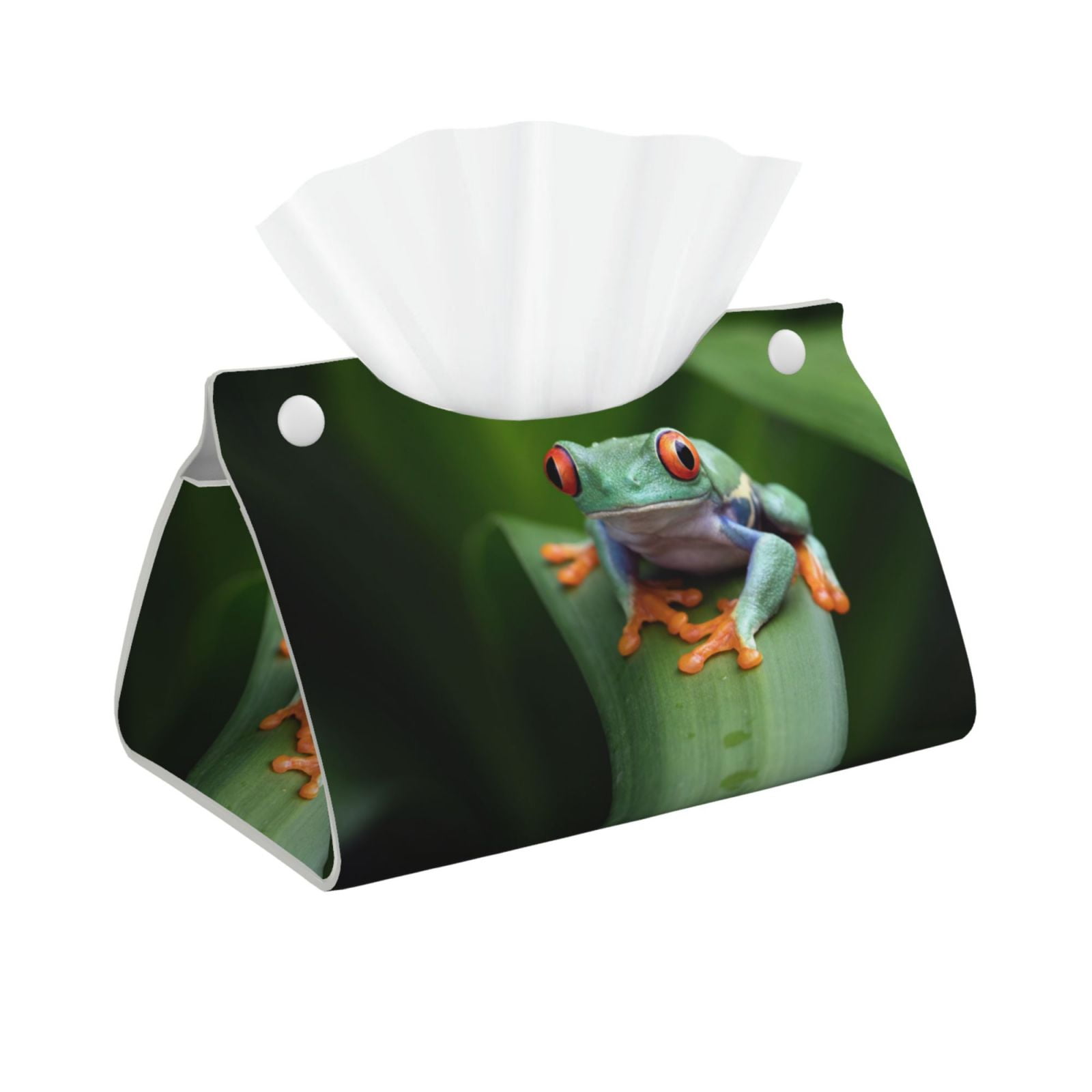 Fuzoiu Red-Eyed Tree Frog Print Tissue Box Cover, PU Leather Tissue ...